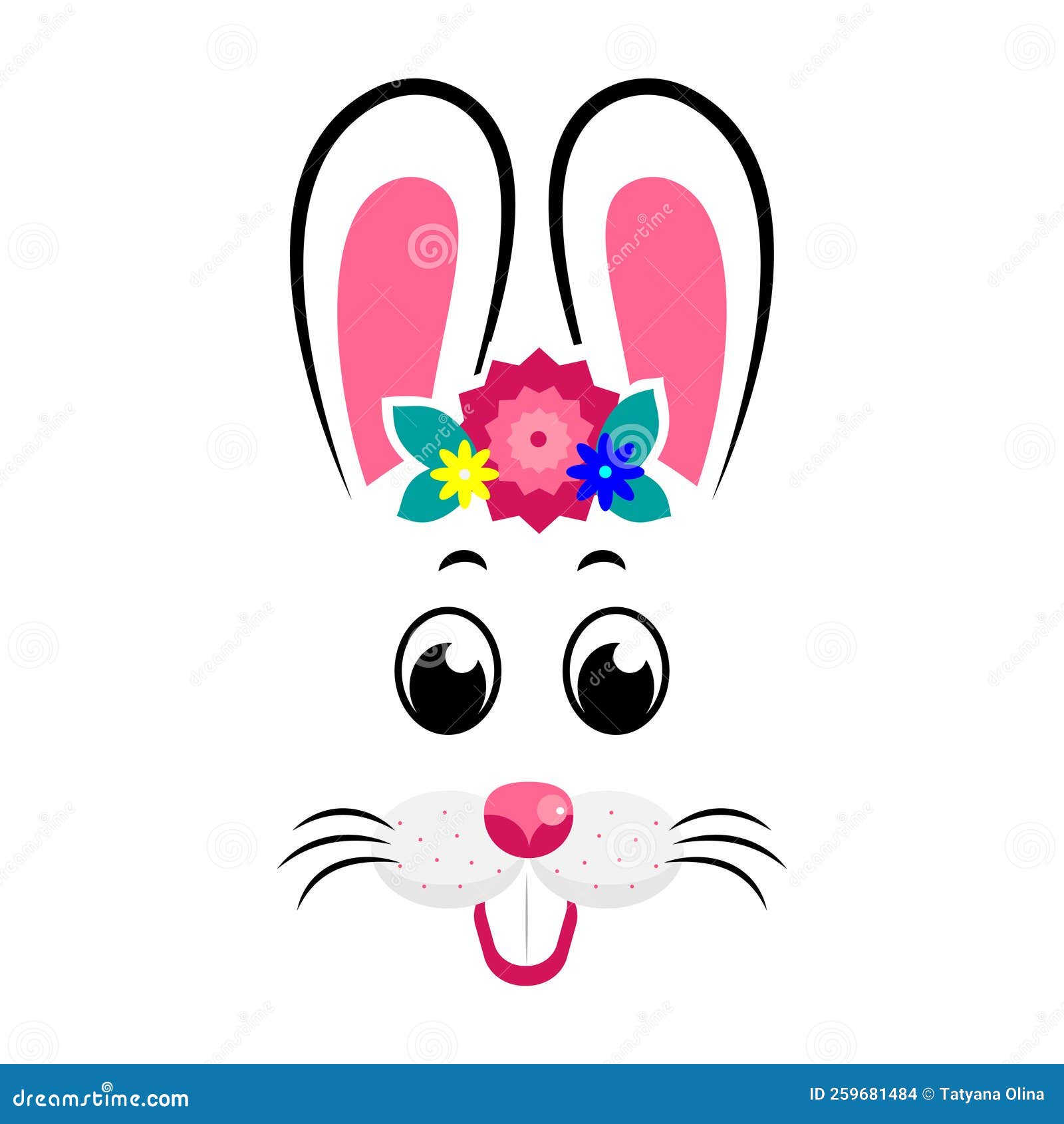 Kawaii Easter Bunny. Vector Illustration Stock Vector - Illustration of ...