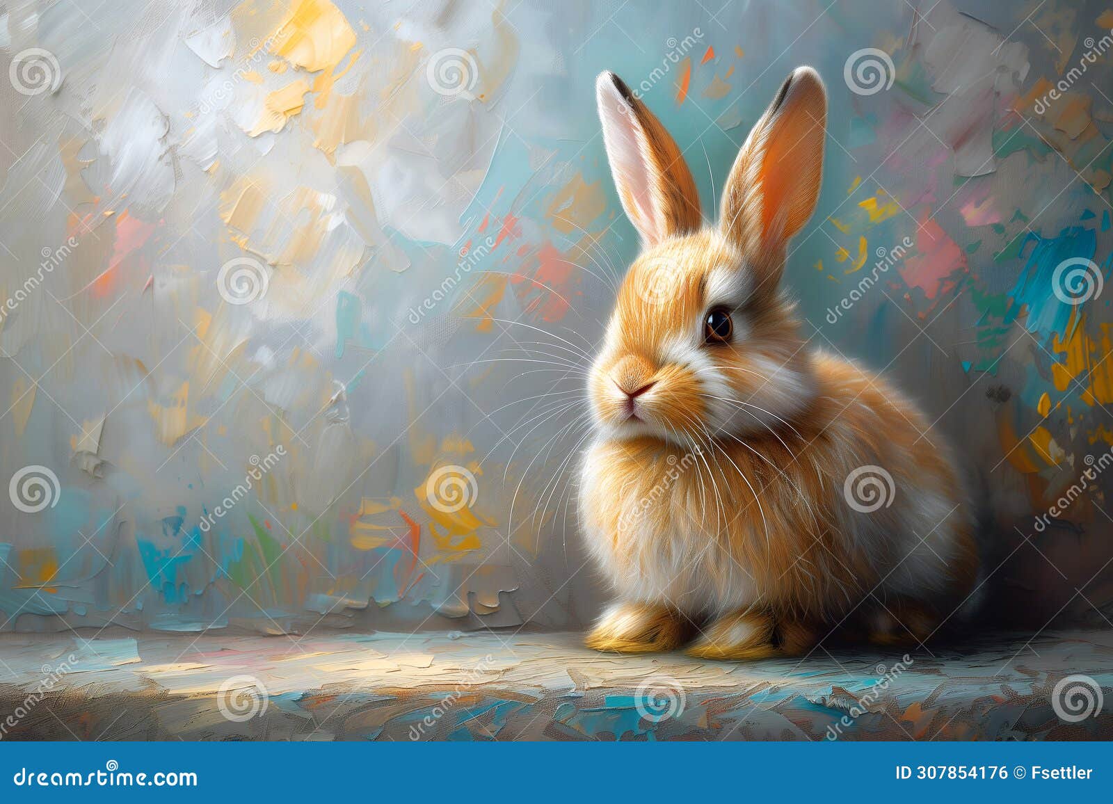 Cute Easter Bunny. Oil Painting in Impressionism Style Stock ...