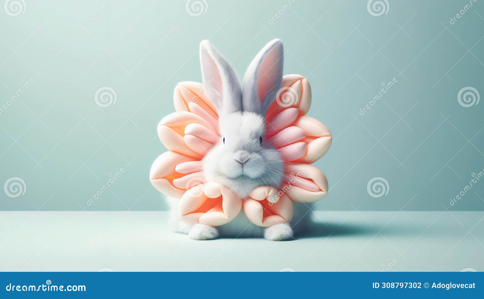 Cute Easter Bunny on Pastel Color Background. Happy Easter Concept ...