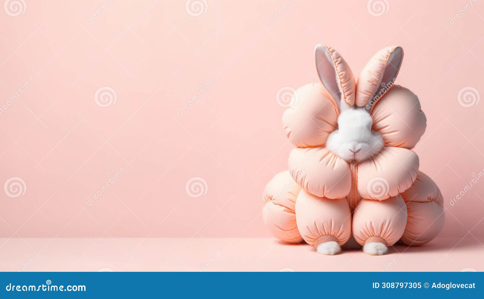 Cute Easter Bunny on Pastel Color Background. Happy Easter Concept ...