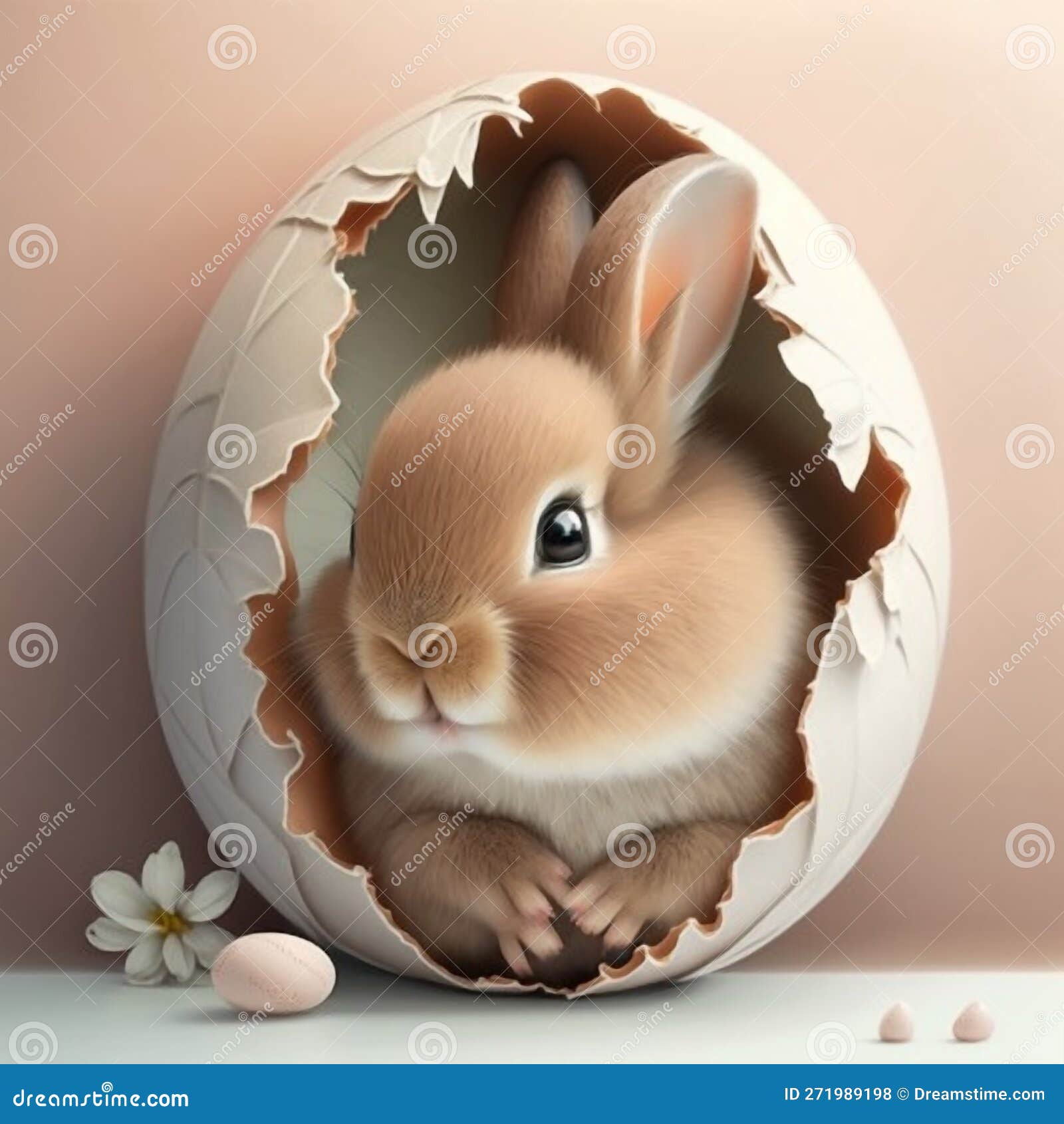Cute Easter Bunny Peeking Out of a Hole in an Easter Egg Stock ...