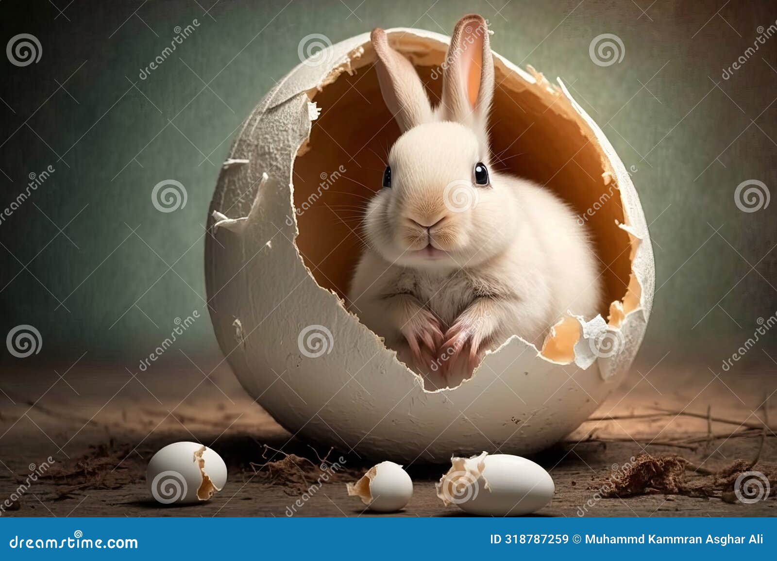 Cute Easter Bunny Rabbit Inside a Cracked Egg, Generative AI Stock ...