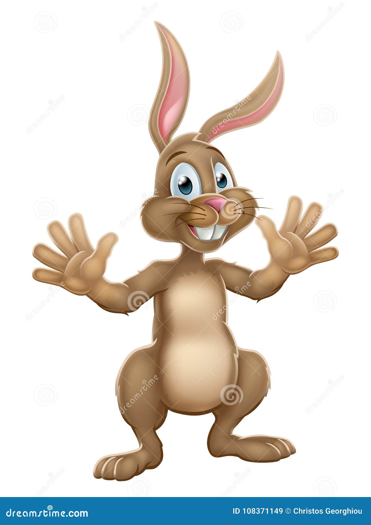 Cute Easter Bunny Rabbit Waving Stock Vector - Illustration of funny ...
