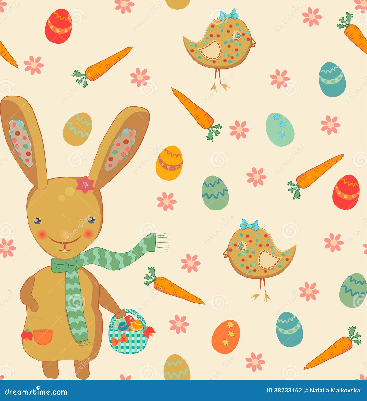 Cute Easter Bunny Seamless Pattern Tile Stock Vector - Illustration of ...