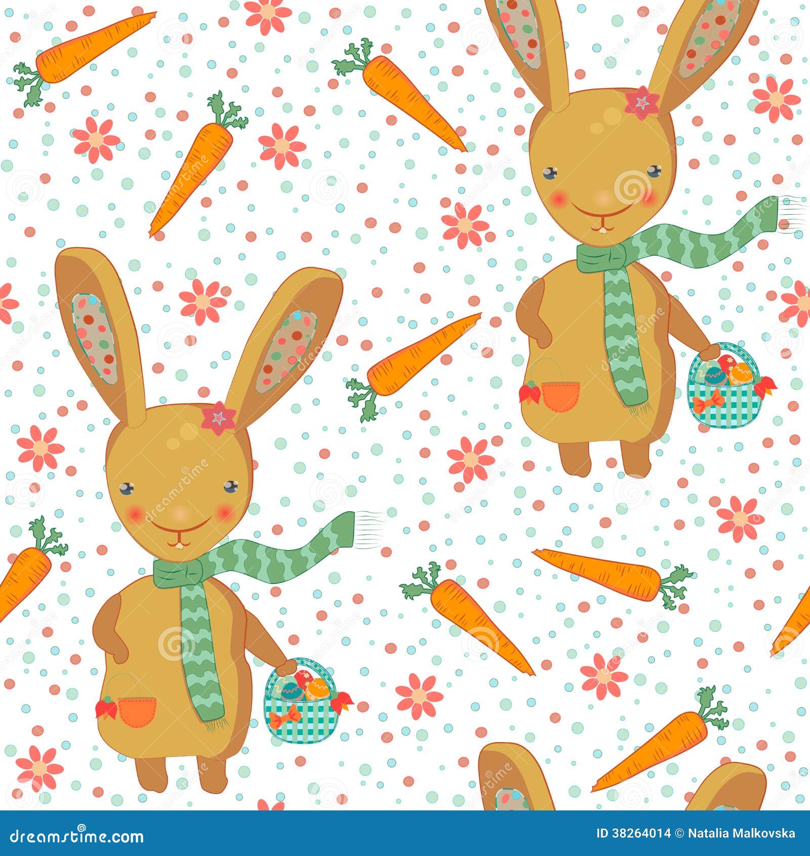 Cute Easter Bunny Seamless Pattern Tile Stock Vector - Illustration of ...