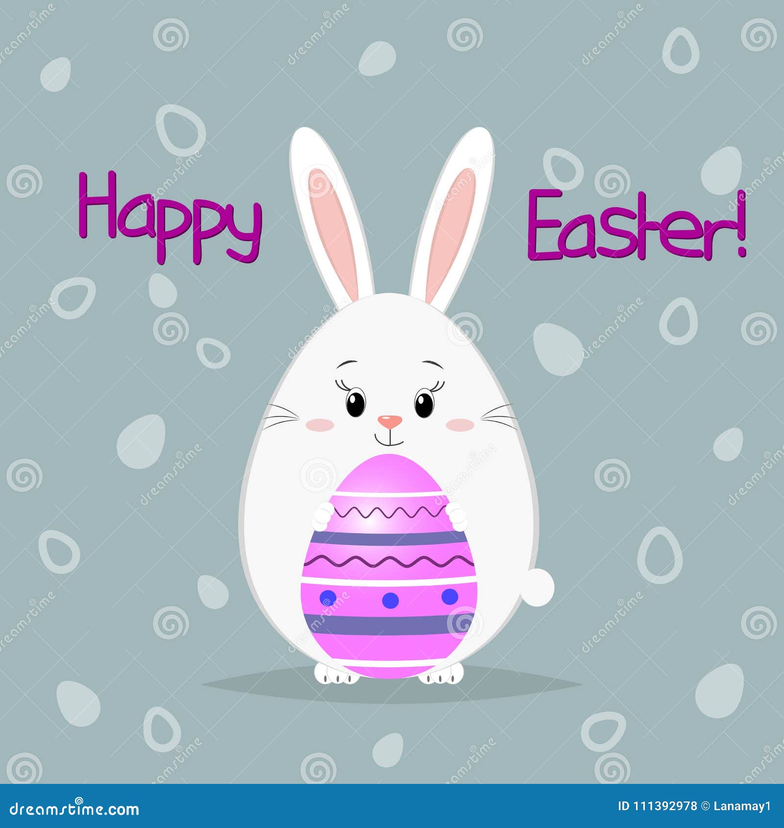 The Easter Bunny Stands and Holds a Purple Easter Egg. Congratulations ...