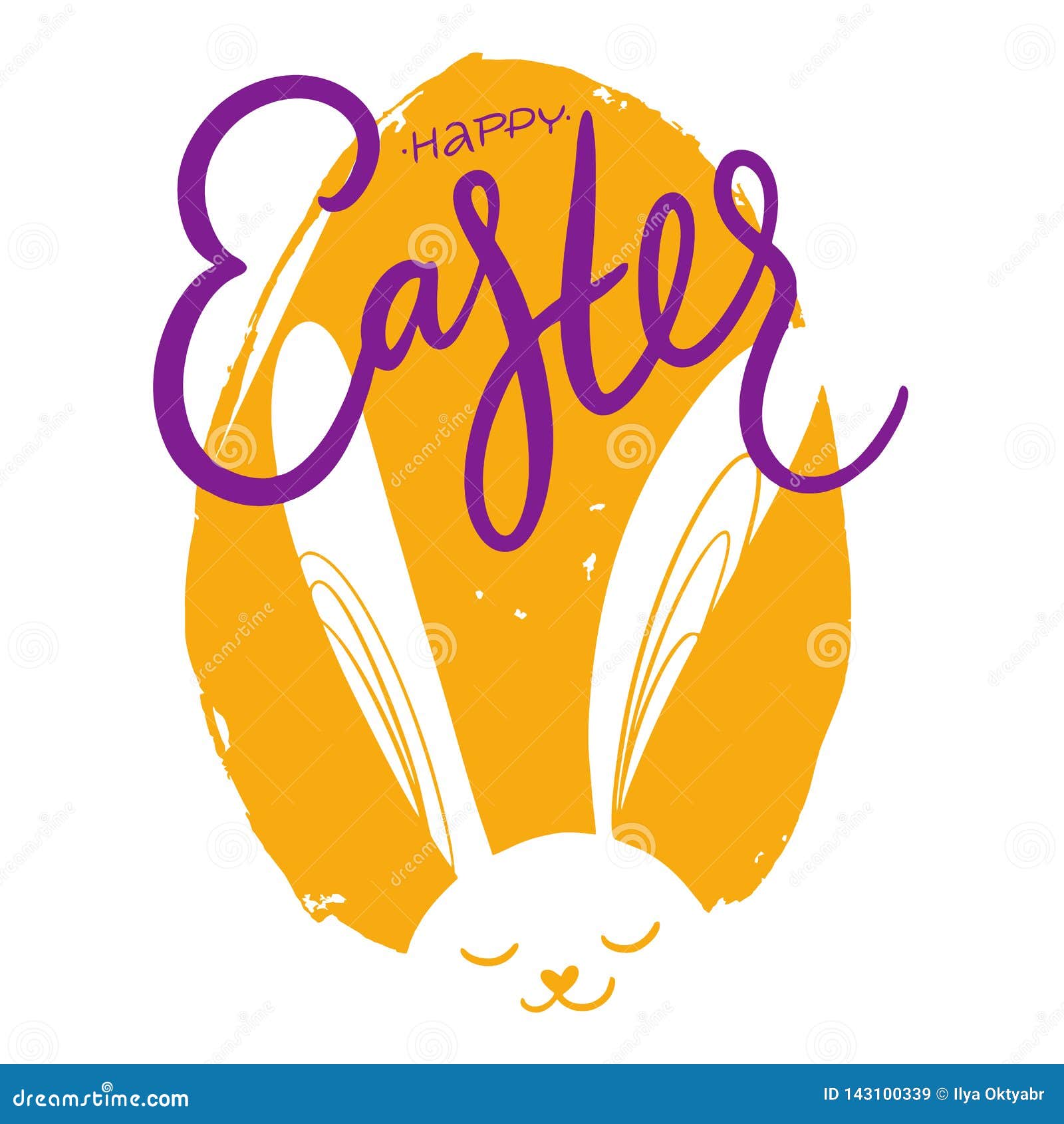 Cute Easter Bunny Vector Illustration, Hand Drawn Face of Bunny ...