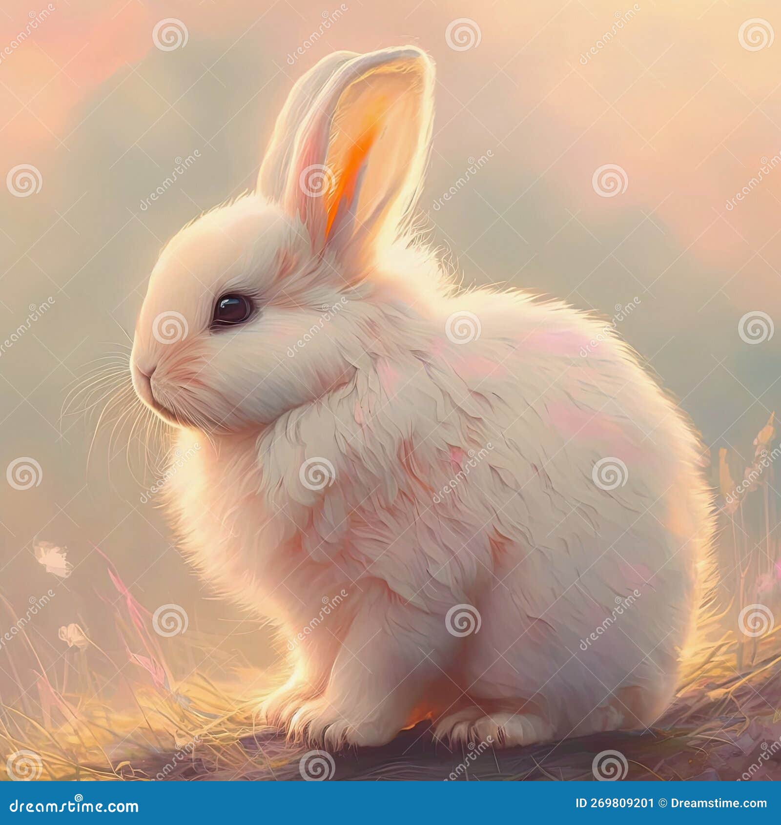 Beautiful Little White Rabbit. Stock Illustration - Illustration of ...