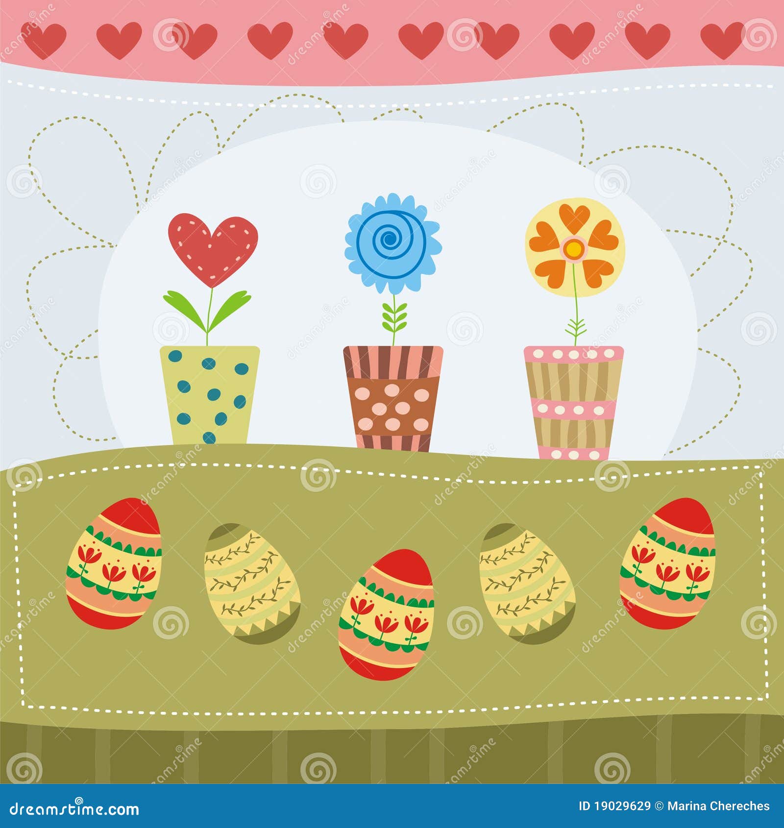 Cute Easter Background With Eggs, Flowers And Saint Peters Basilica ...