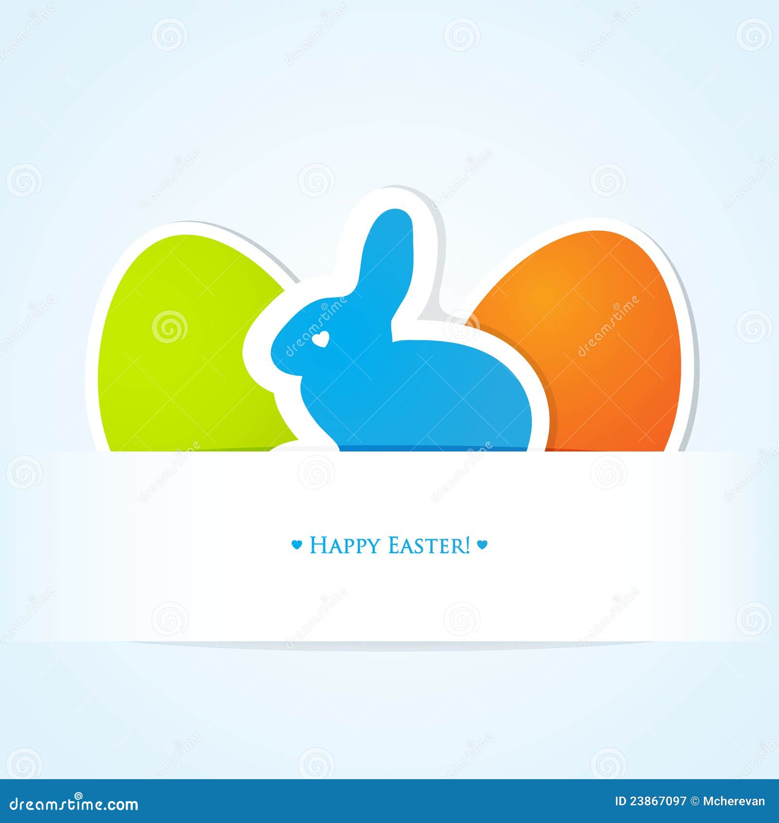 Cute Easter Card with Blue Bunny and Two Eggs Stock Vector ...