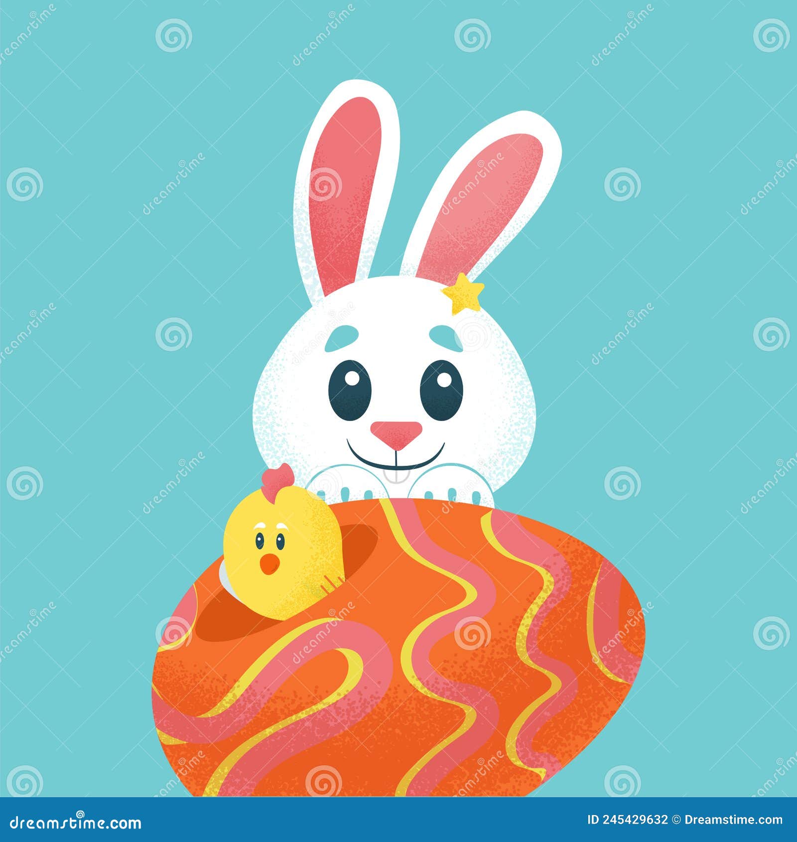 Cute Easter Characters Chik and Bunny Stock Vector - Illustration of ...
