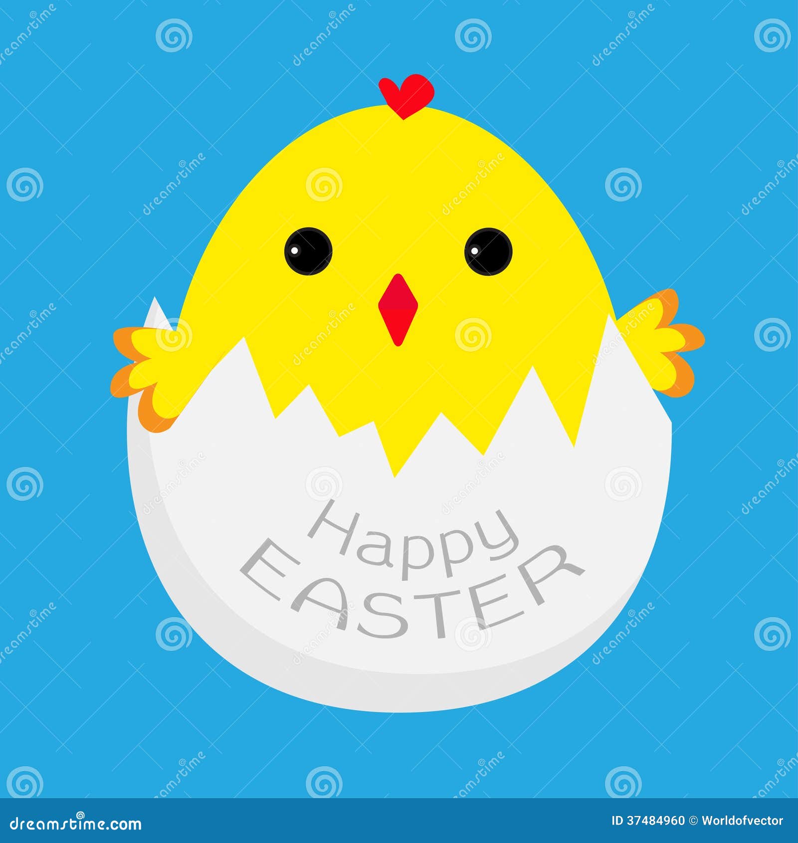 Cute Easter Chicken and Egg Shell. Card. Stock Vector - Illustration of ...