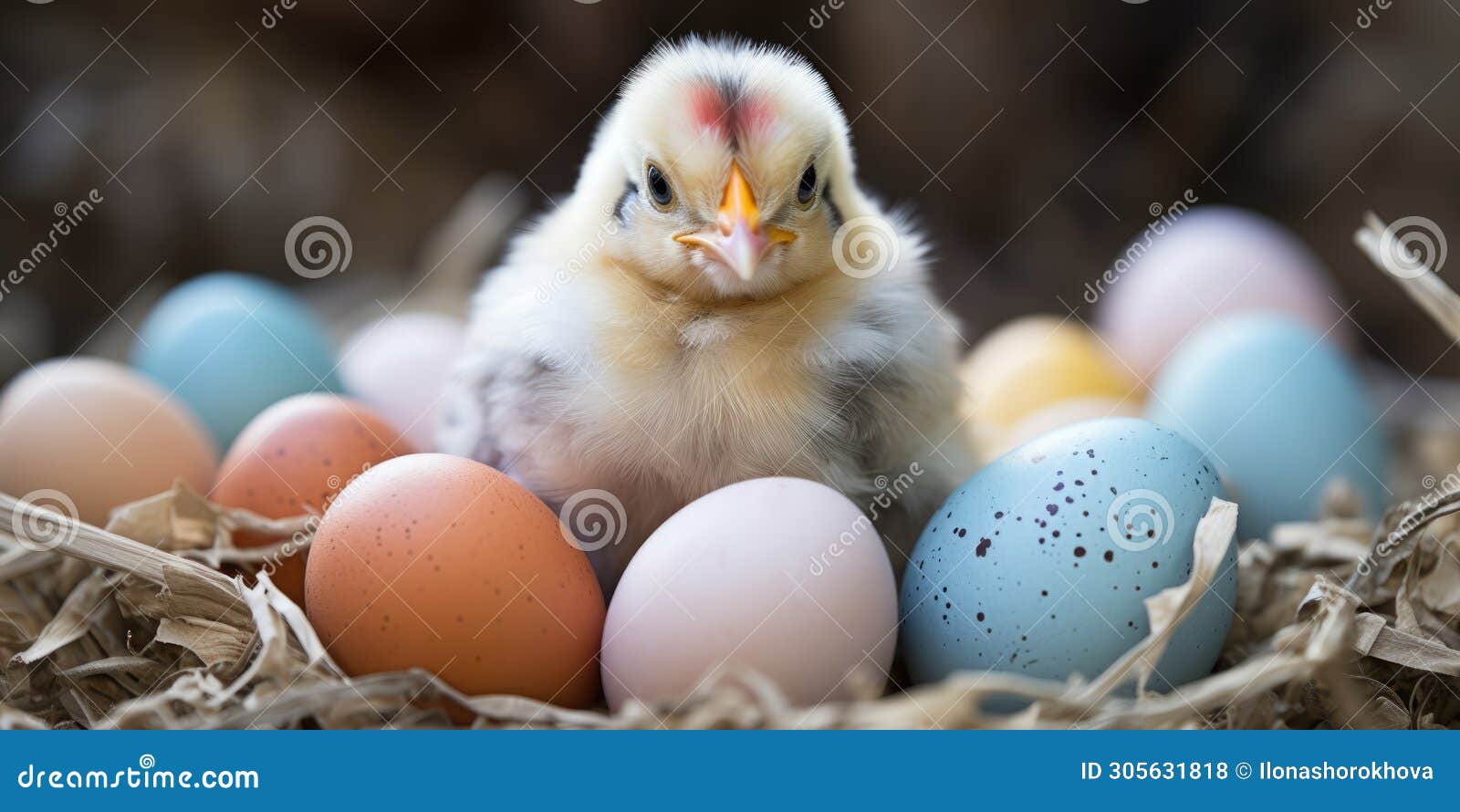 Cute Easter Chicken with Eggs. Ai Generated Stock Photo - Image of ...