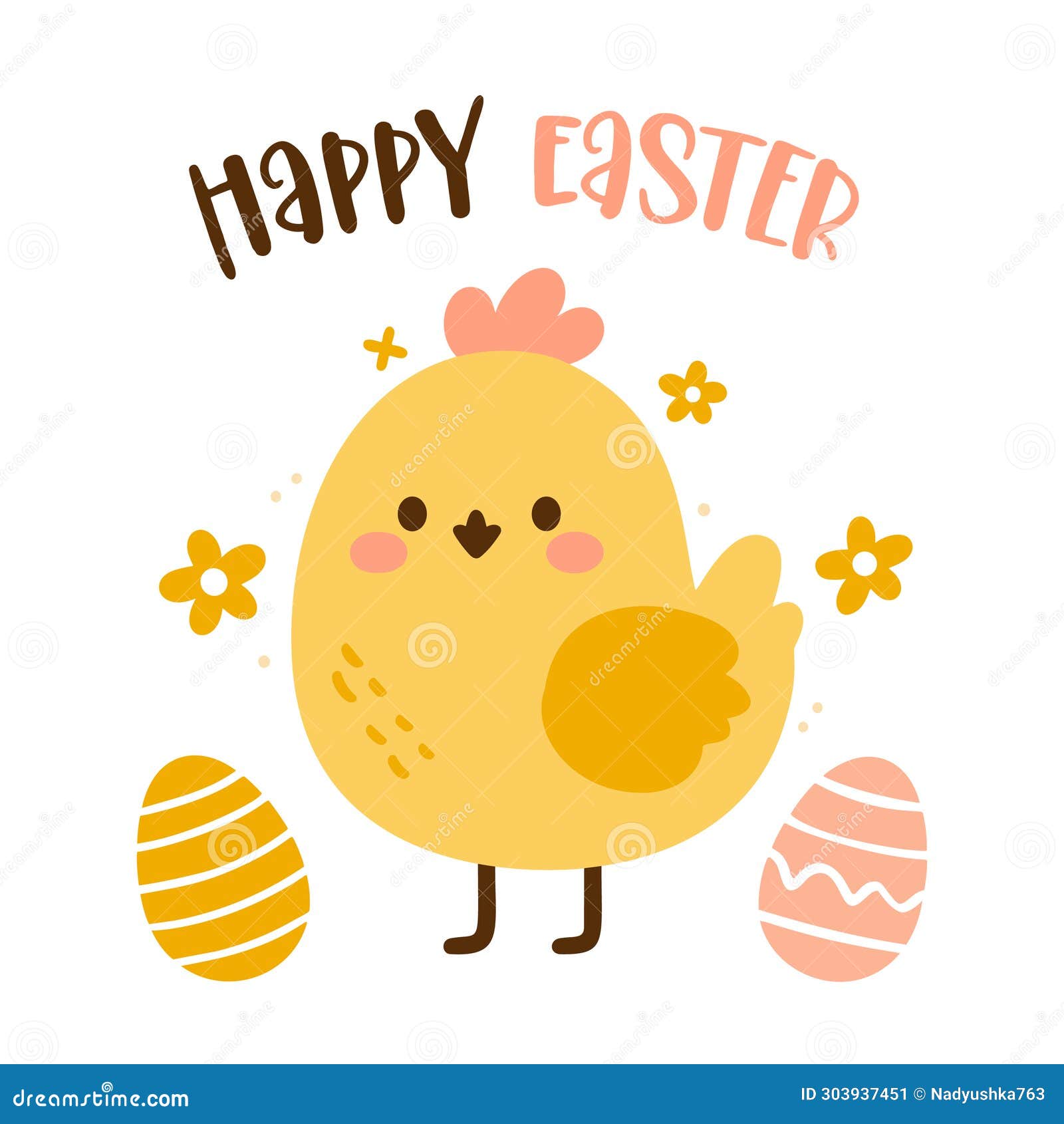 Cute Easter Chicken. Happy Easter Vector Illustration. Stock ...