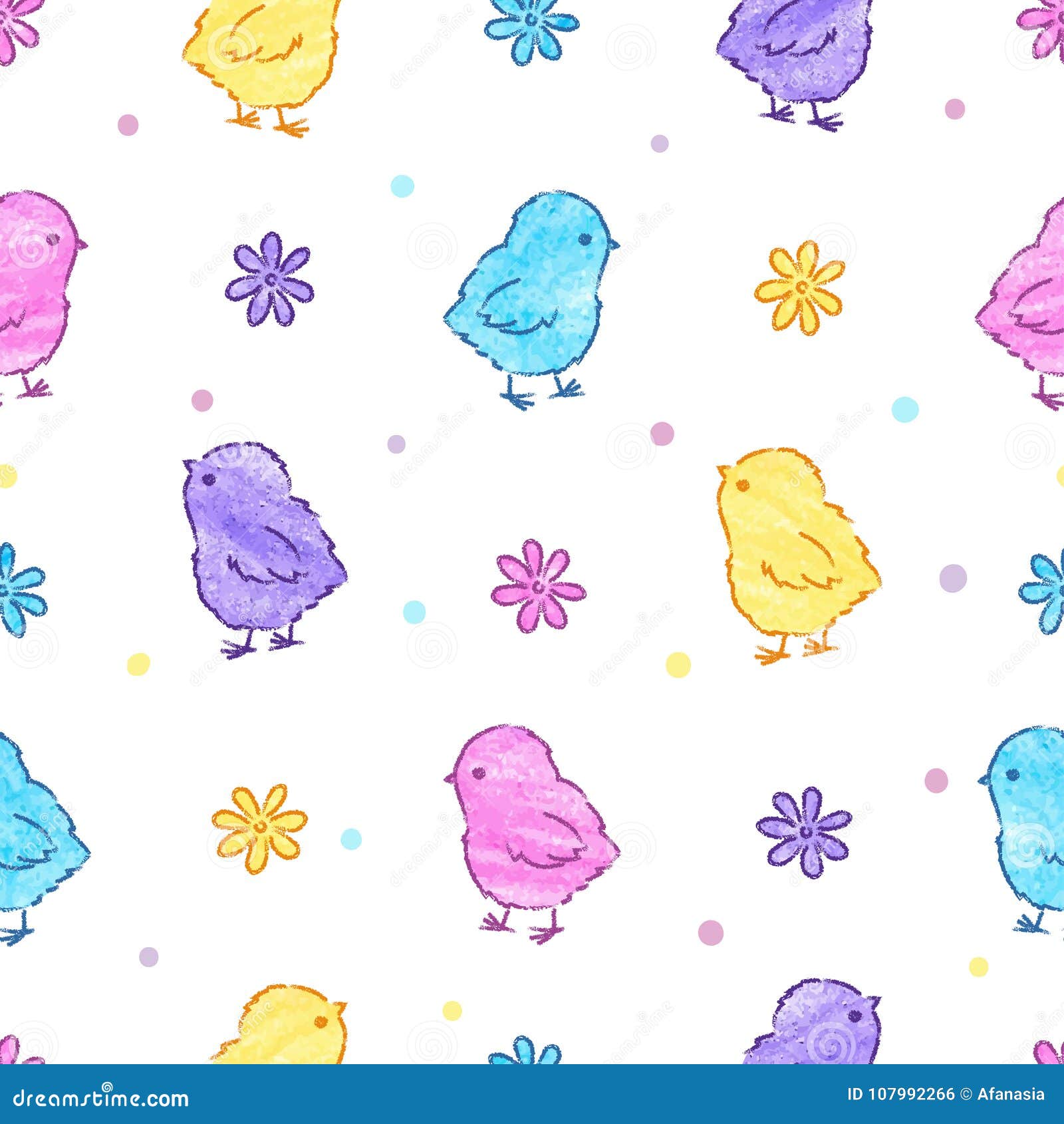Cute Easter Chickens Pattern. Vector Colorful Seamless Background ...