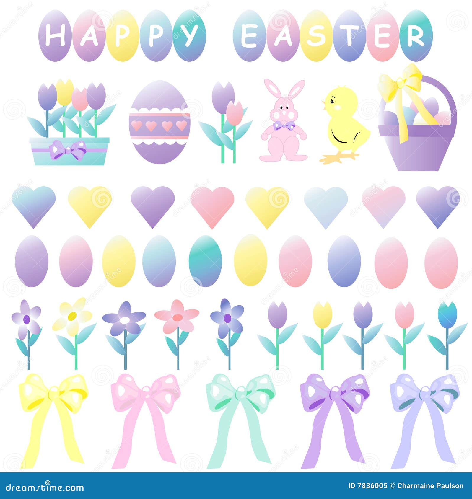 Cute Easter Collection stock vector. Illustration of heart - 7836005