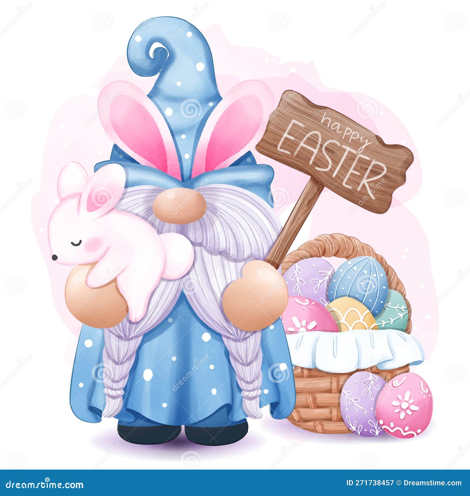 Cute Easter Gnome Illustration in Watercolor Stock Illustration ...
