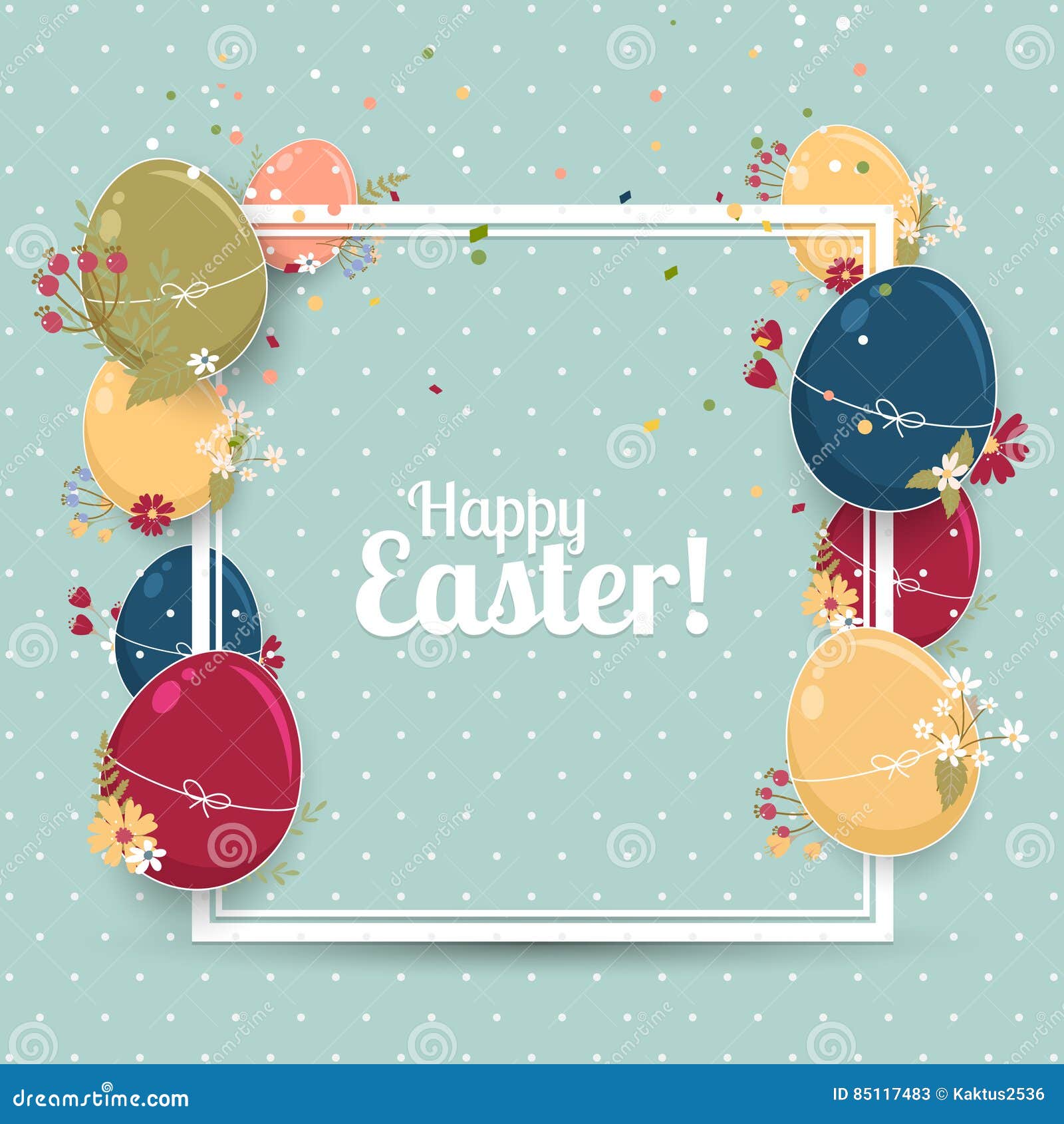 Cute Easter greeting card stock vector. Illustration of flowers - 85117483