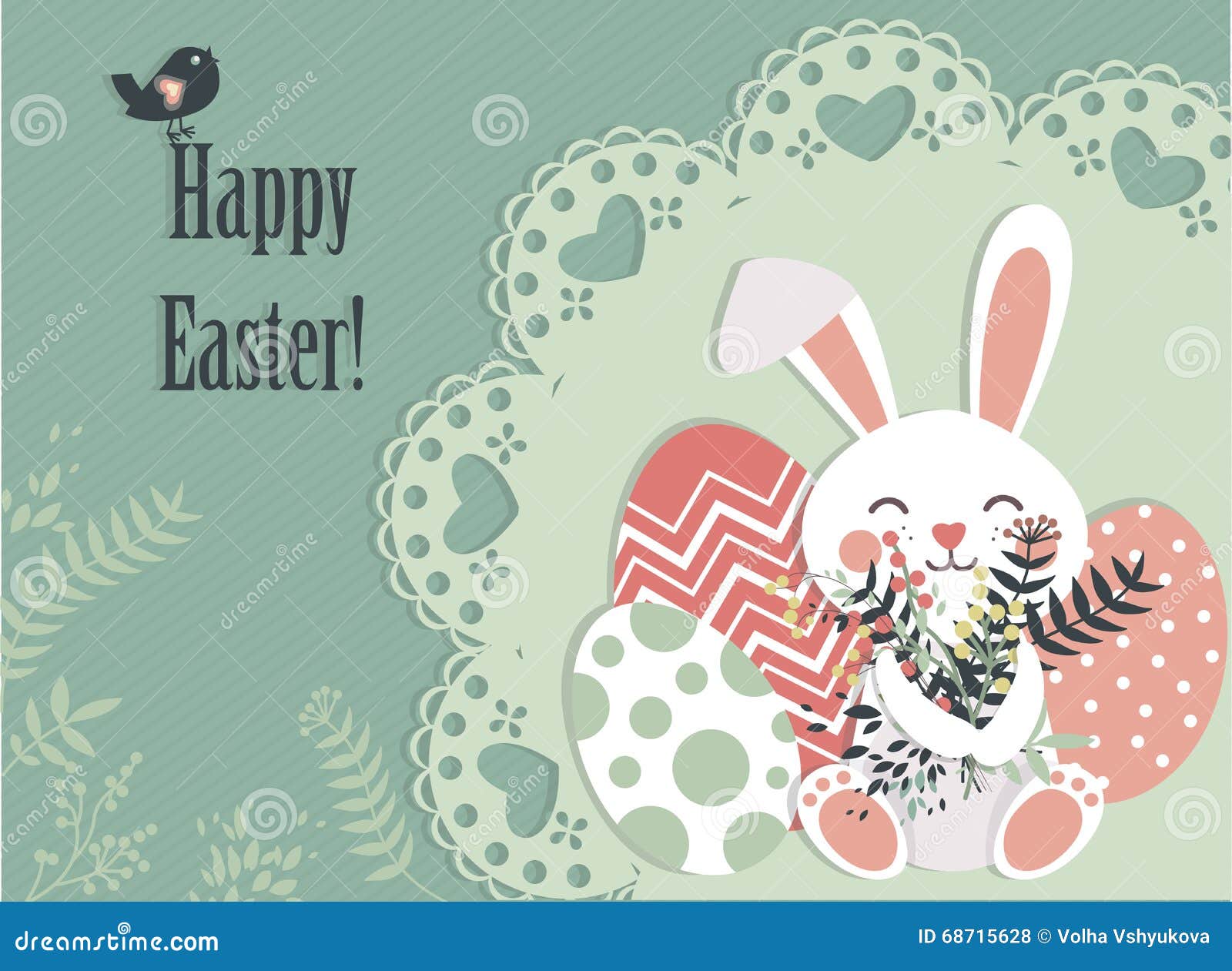 Cute Easter Invitation with Bunny Stock Vector - Illustration of bunny ...