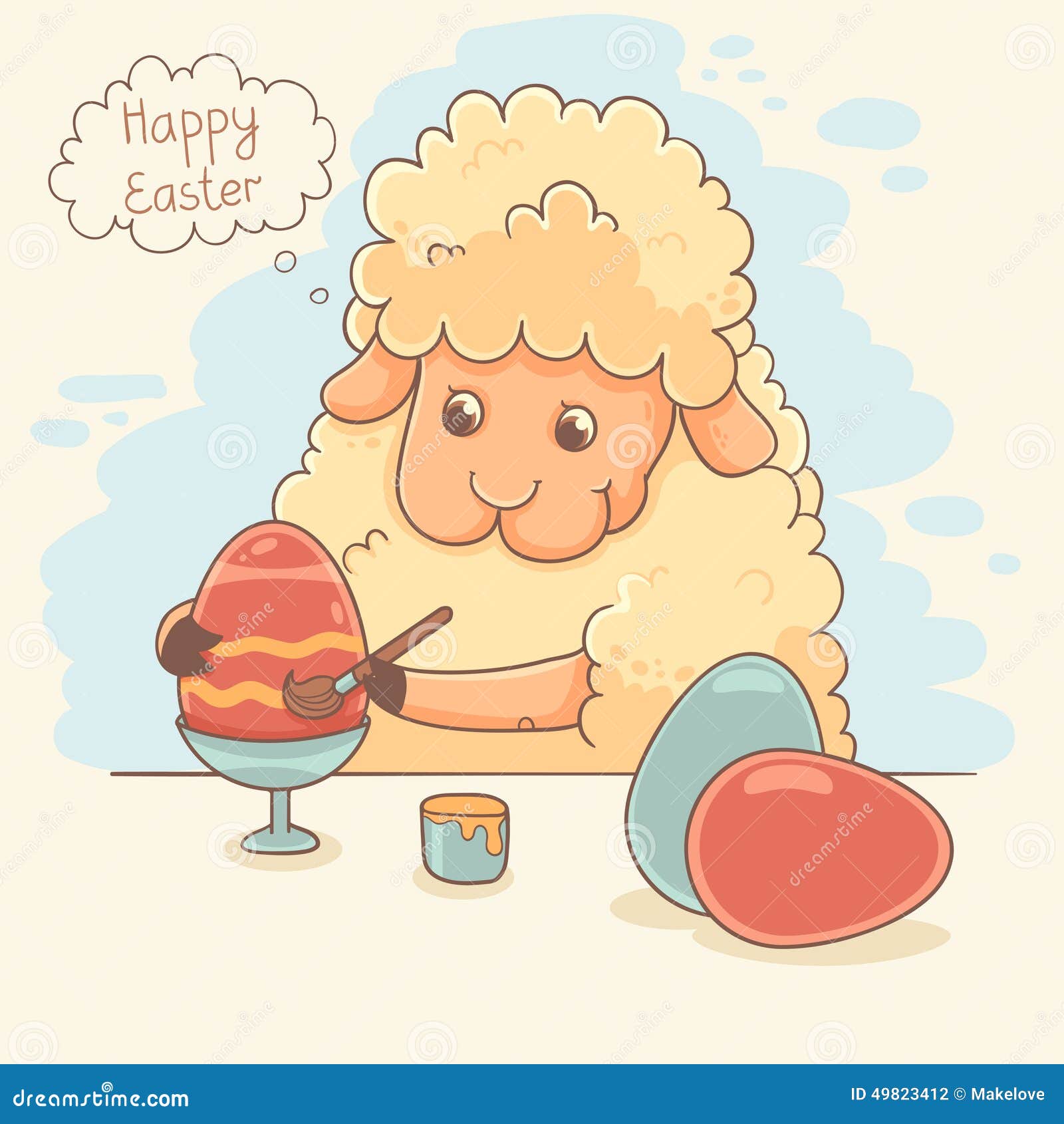 Cute Easter Lamb stock vector. Illustration of drawn - 49823412