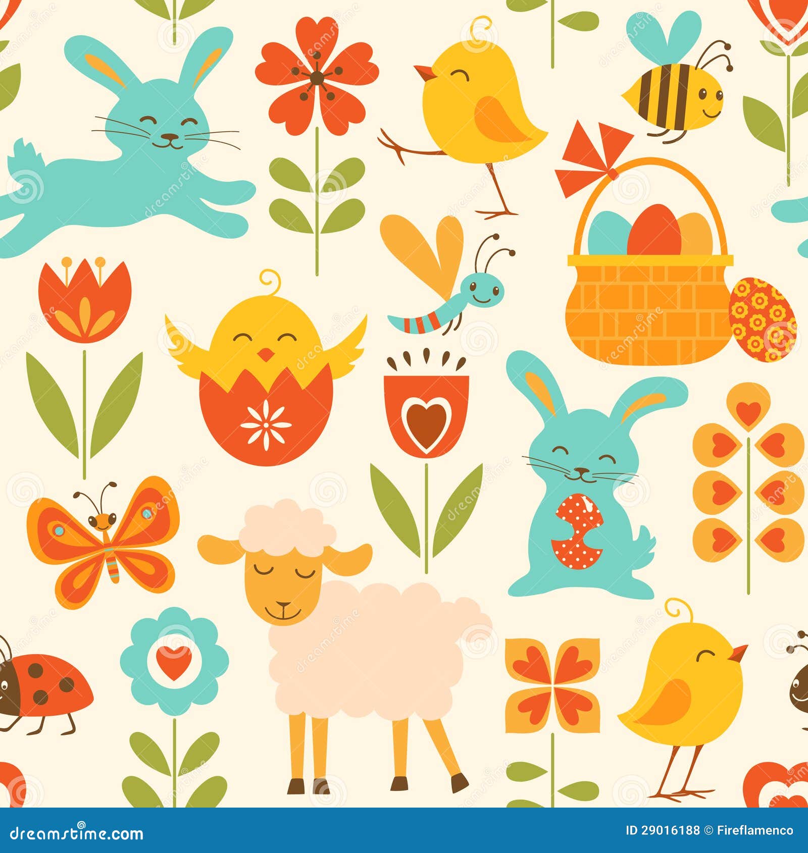 Cute Easter pattern stock vector. Illustration of flowers - 29016188