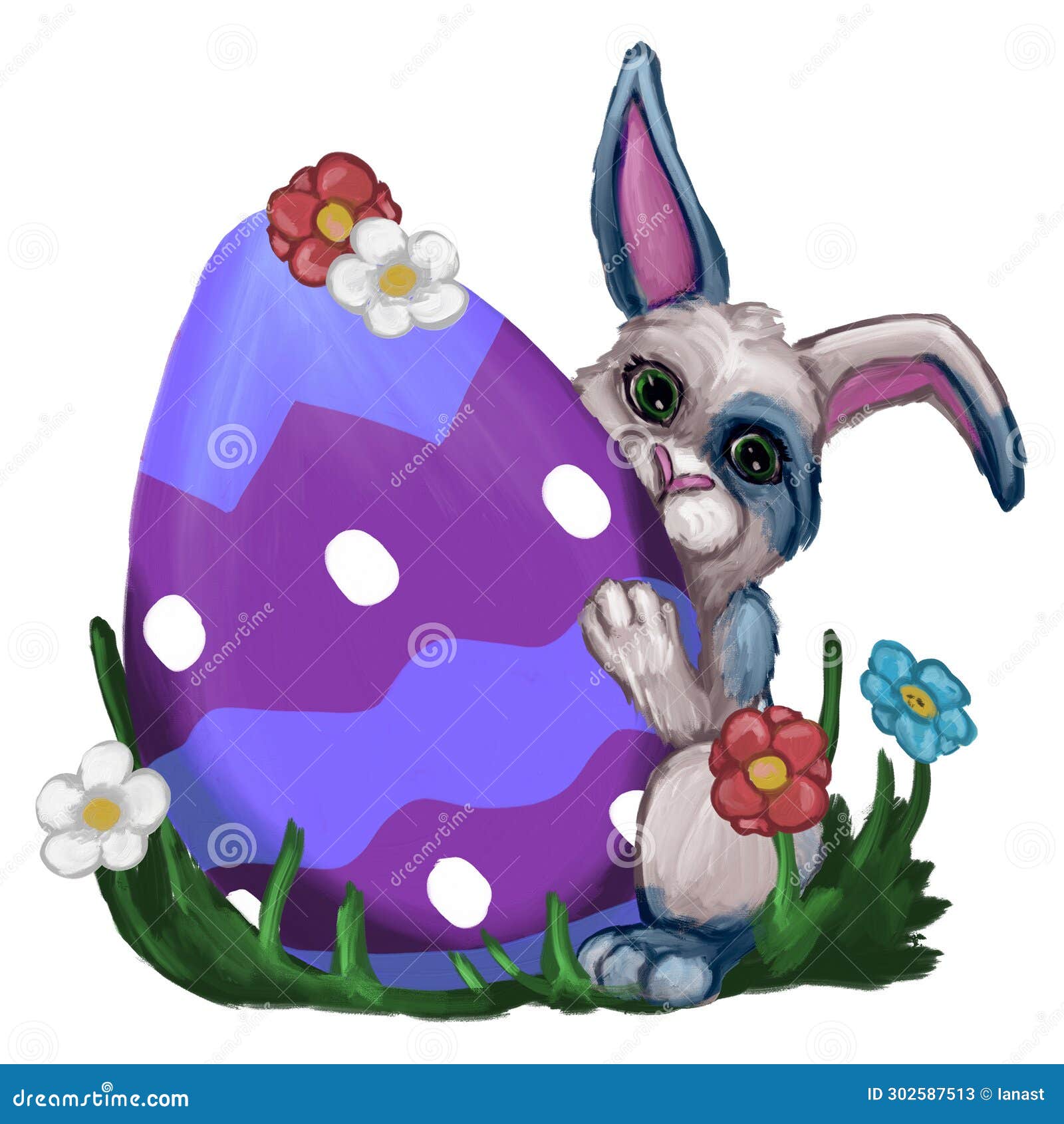 Cute, Easter Rabbit with Big, Purple Egg Stock Image - Illustration of ...