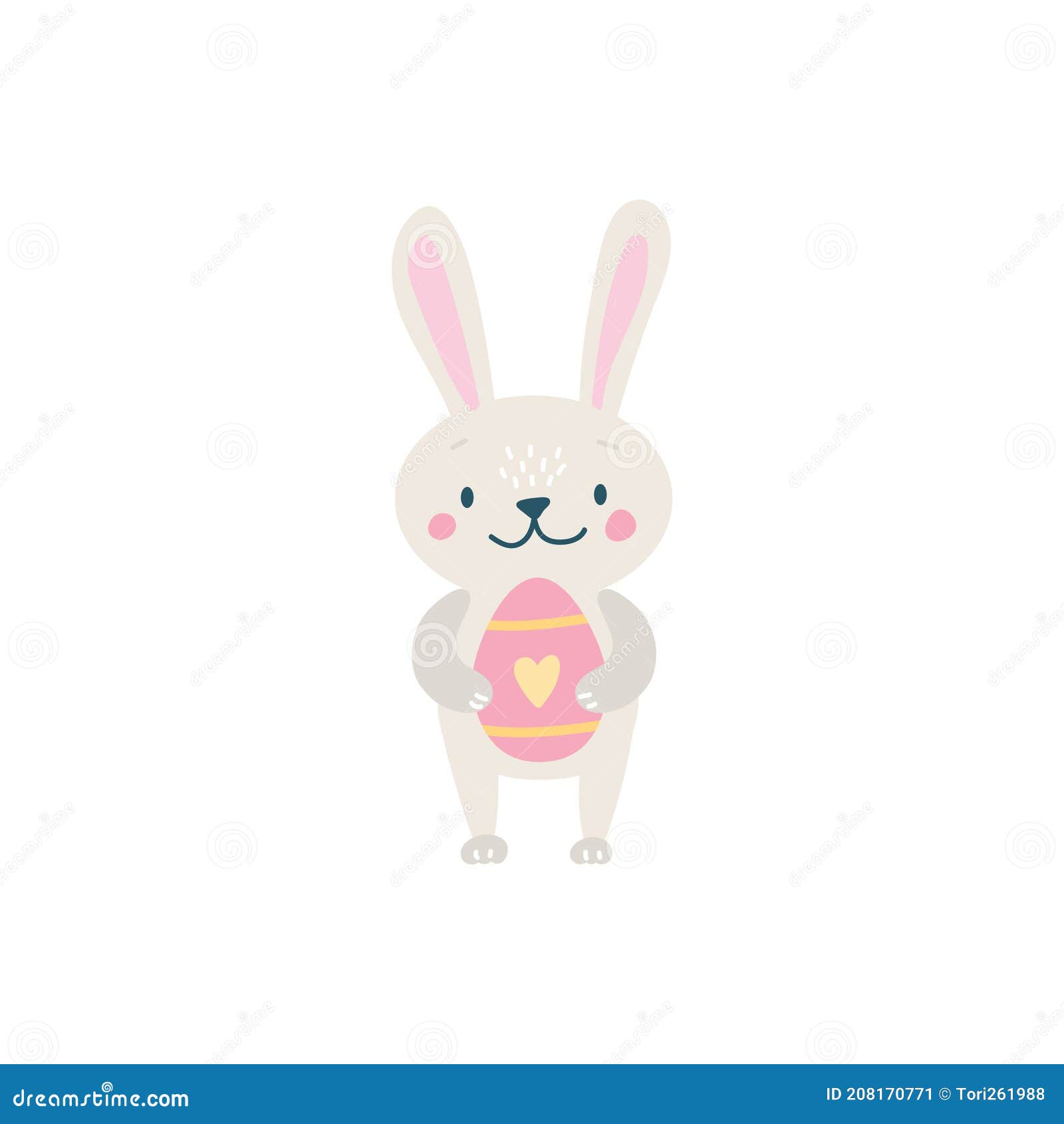 Cute Easter Rabbit with Egg. Vector Illustration Isolated. Stock ...