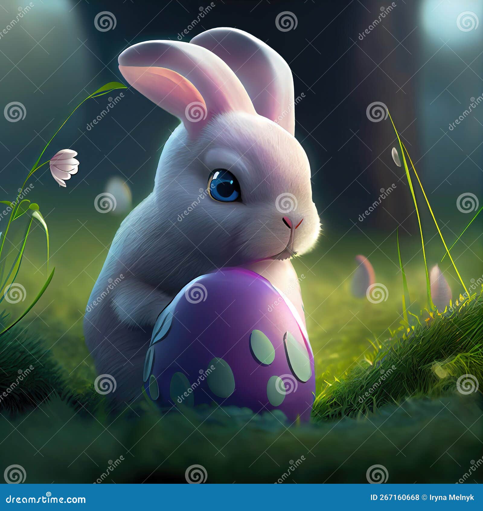 Cute Easter Rabbit Greeting Card Concept Made with Generative AI Stock ...
