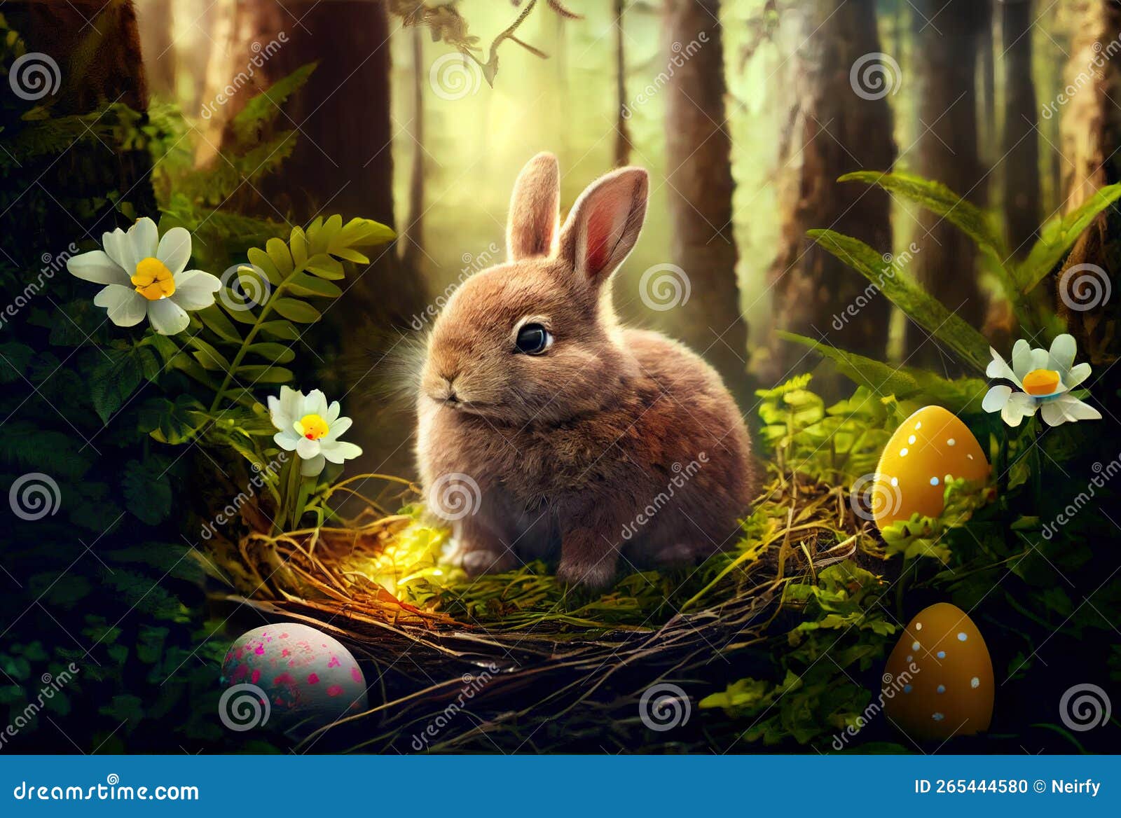 Cute Easter rabbit stock illustration. Illustration of spring - 265444580