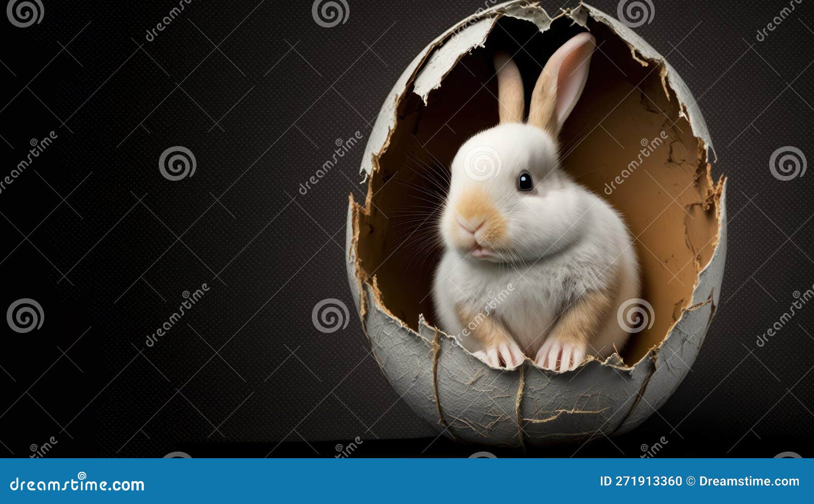 Cute Easter Realistic Bunny Rabbit Inside a Cracked Egg. Happy Easter ...