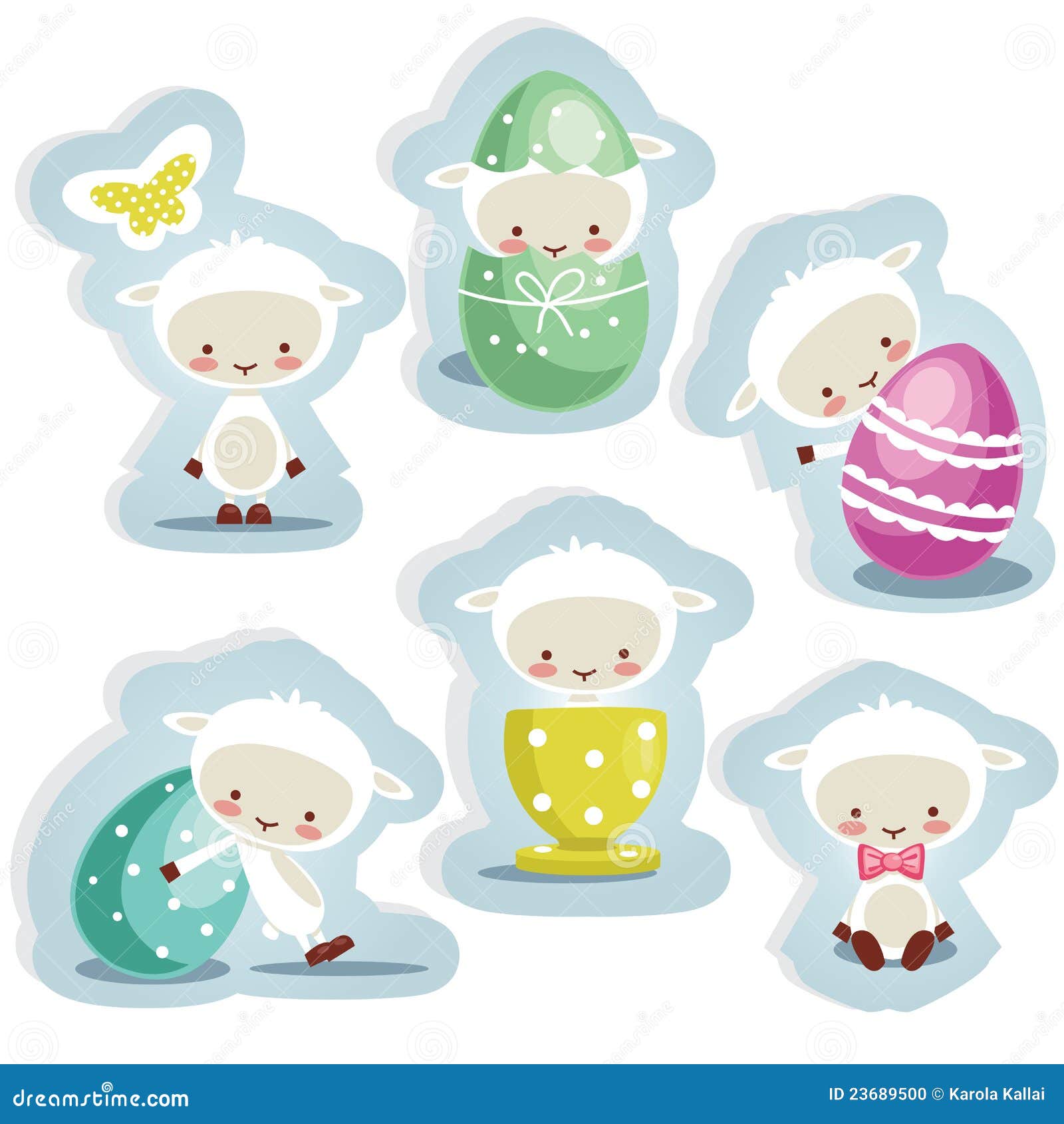 Cute Easter Stickers Isolated Stock Vector - Illustration of happy ...