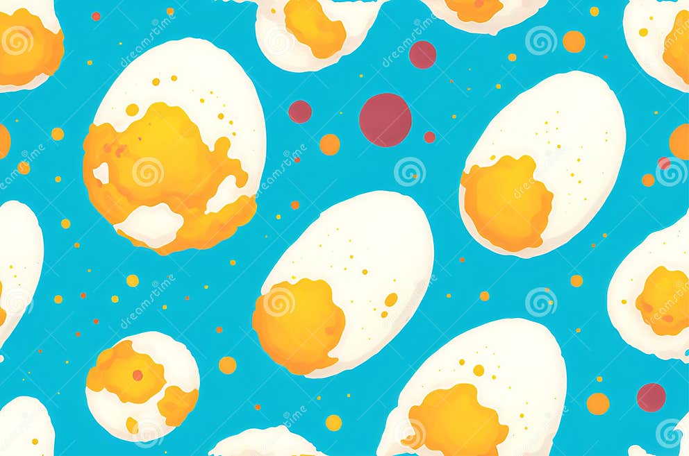 Cute Egg Pattern on Blue Background Stock Illustration - Illustration ...