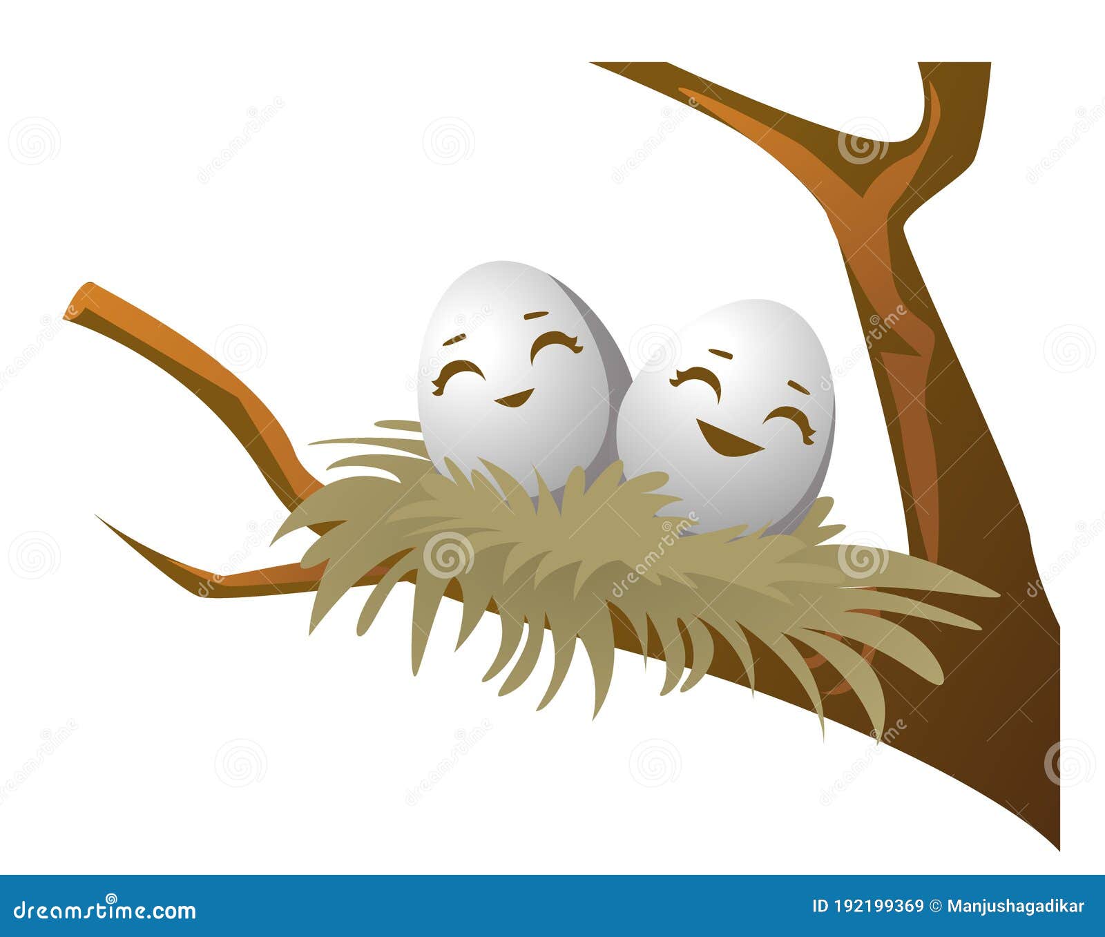 Cute Eggs In A Nest Cartoon | CartoonDealer.com #192199369