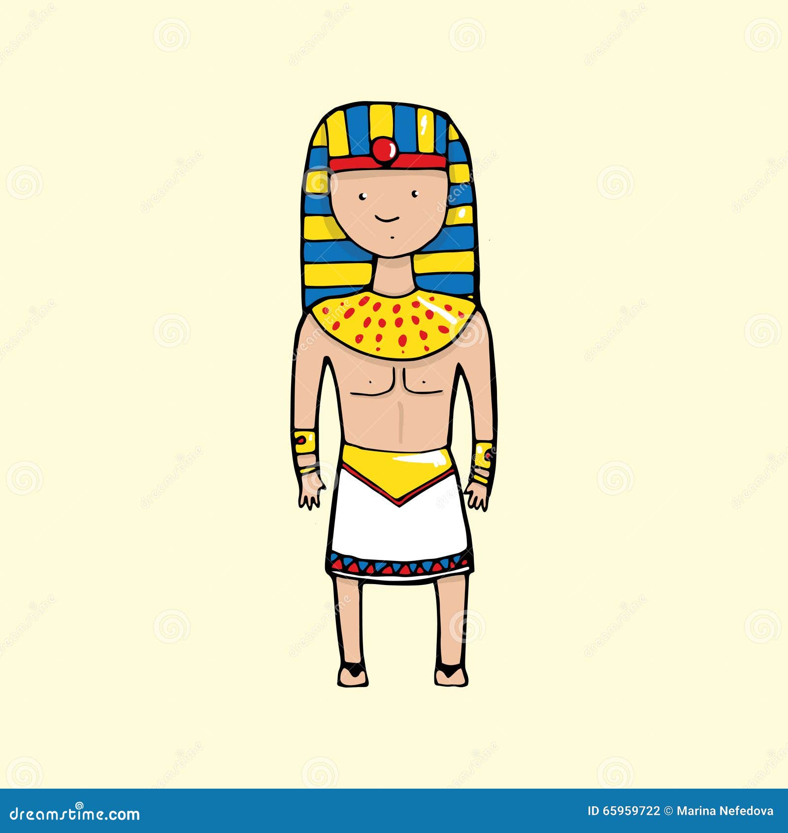 Cute Egyptian Pharaoh in Cartoon Style Stock Illustration ...