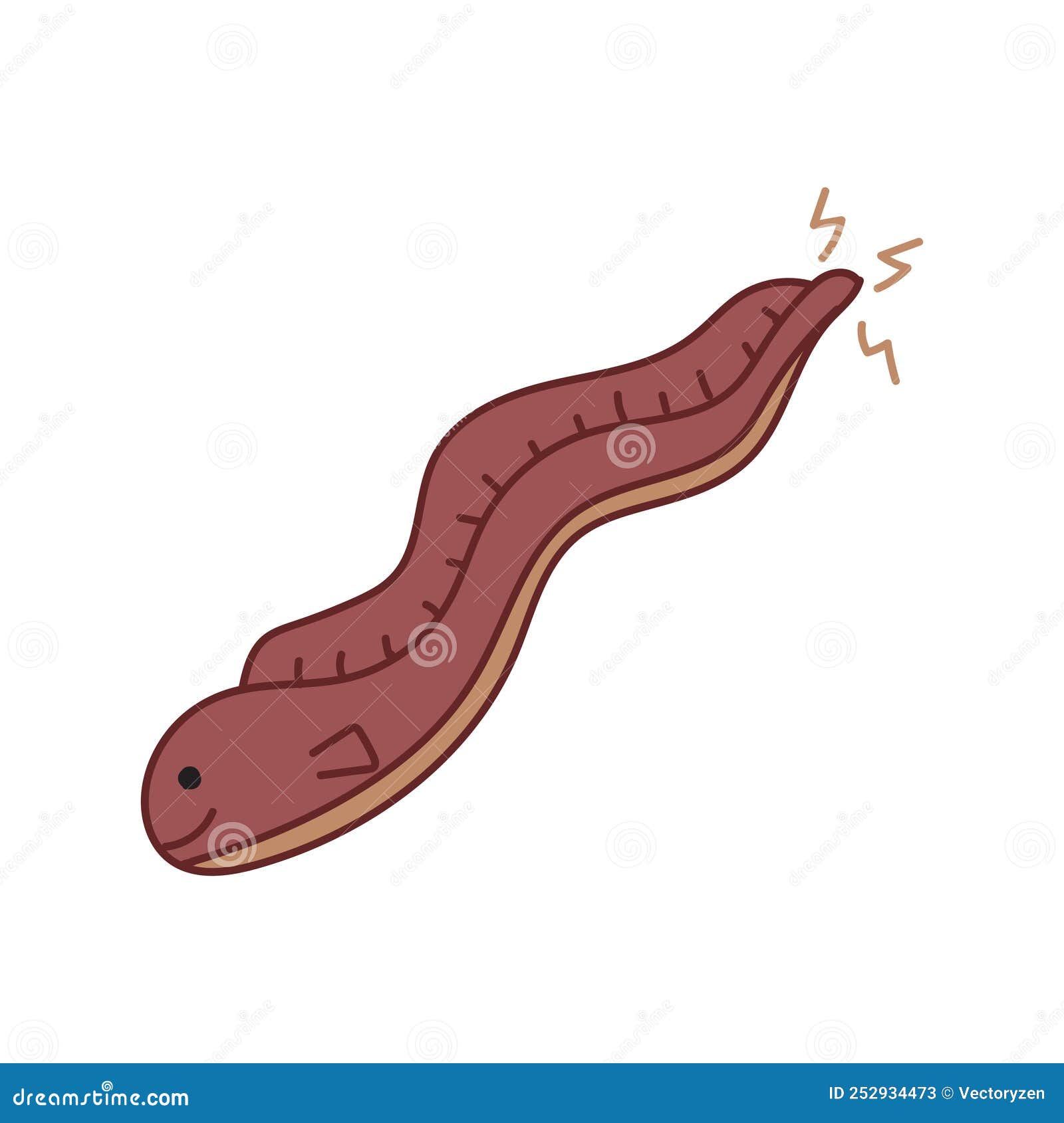 Cute Electric Eels Hand Drawn Vector Illustration Design Element Stock ...