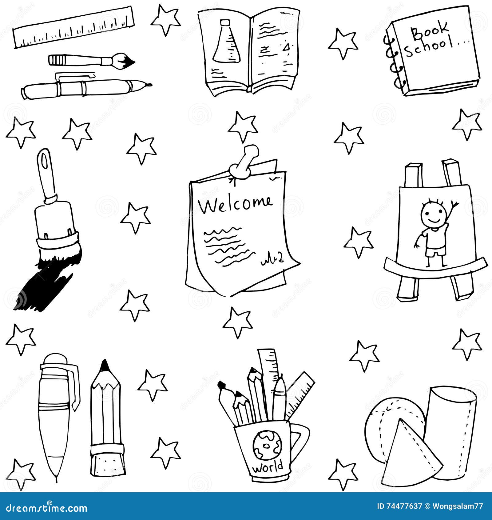 Cute Element School in Doodle Stock Vector - Illustration of paper ...