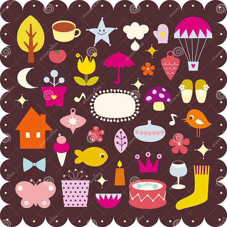 Cute elements design stock vector. Illustration of gloves - 12528342