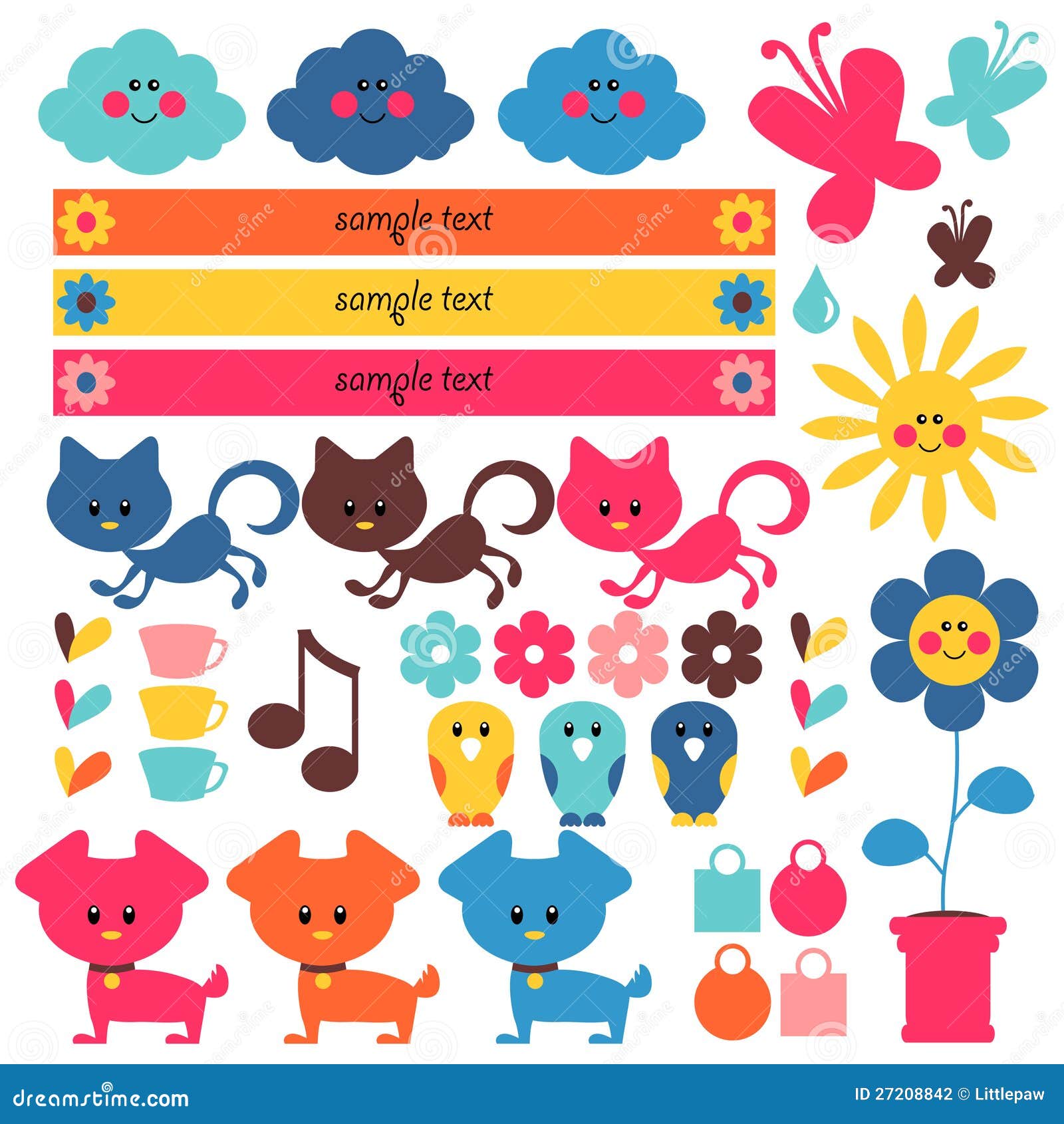 Cute elements for kids stock vector. Illustration of bird - 27208842
