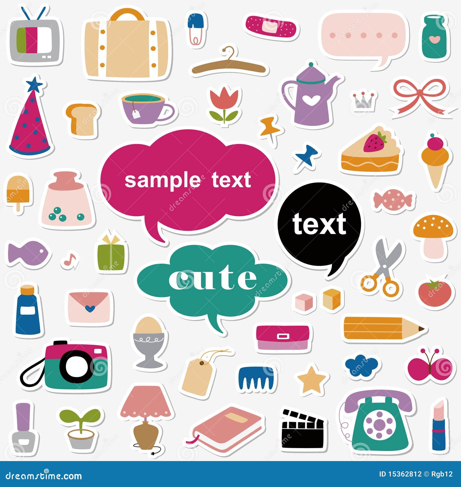 Cute Elements Sticker Collection Stock Vector - Illustration of design ...