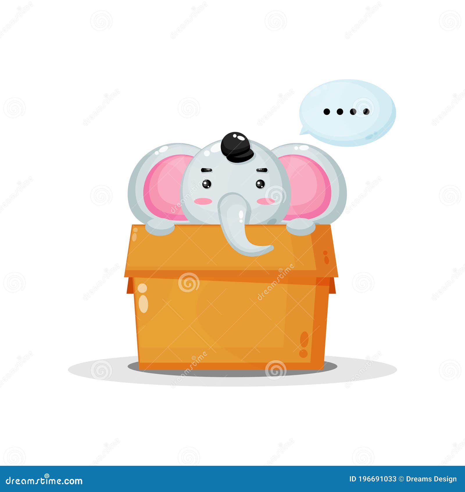 Cute Elephant in the box stock vector. Illustration of baby - 196691033
