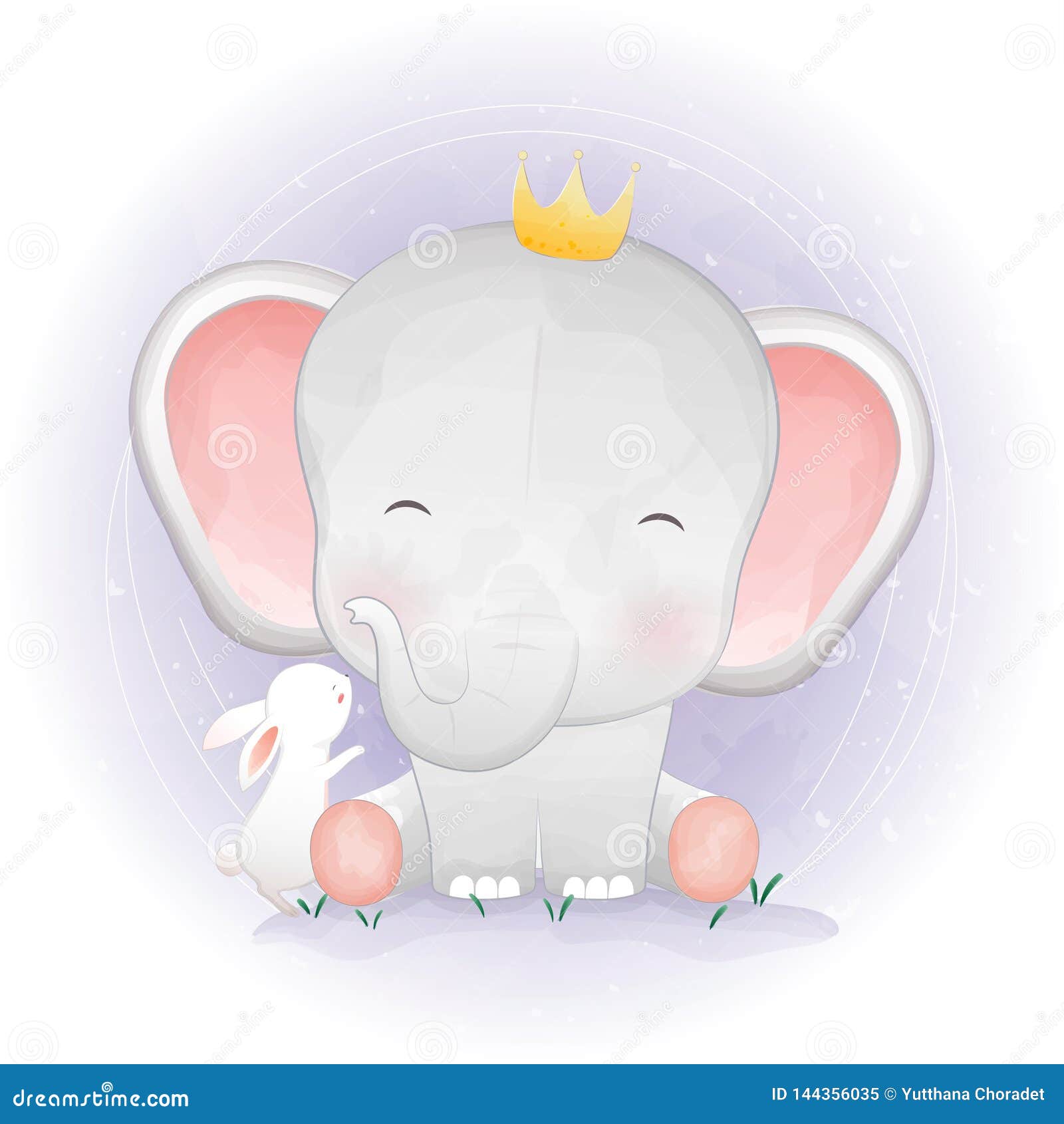 Cute elephant and bunny stock vector. Illustration of holiday - 144356035