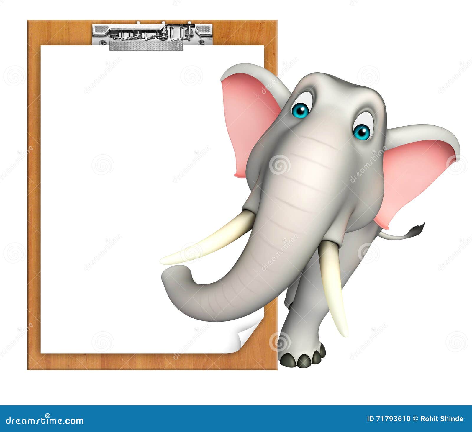 Cute Elephant Cartoon Character with Exam Pad Stock Illustration ...