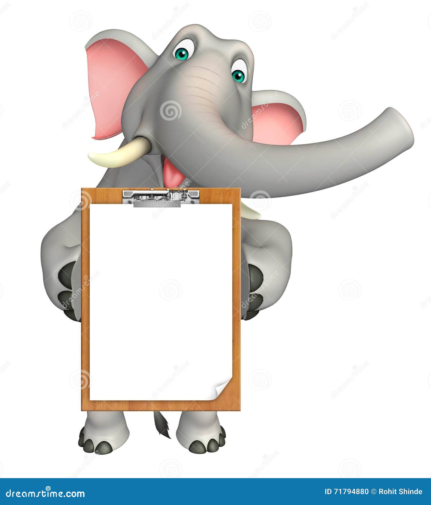 Cute Elephant Cartoon Character with Exam Pad Stock Illustration ...