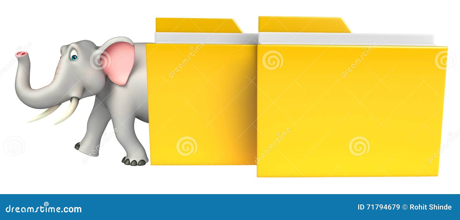 Cute Elephant Cartoon Character with Folder Stock Illustration ...