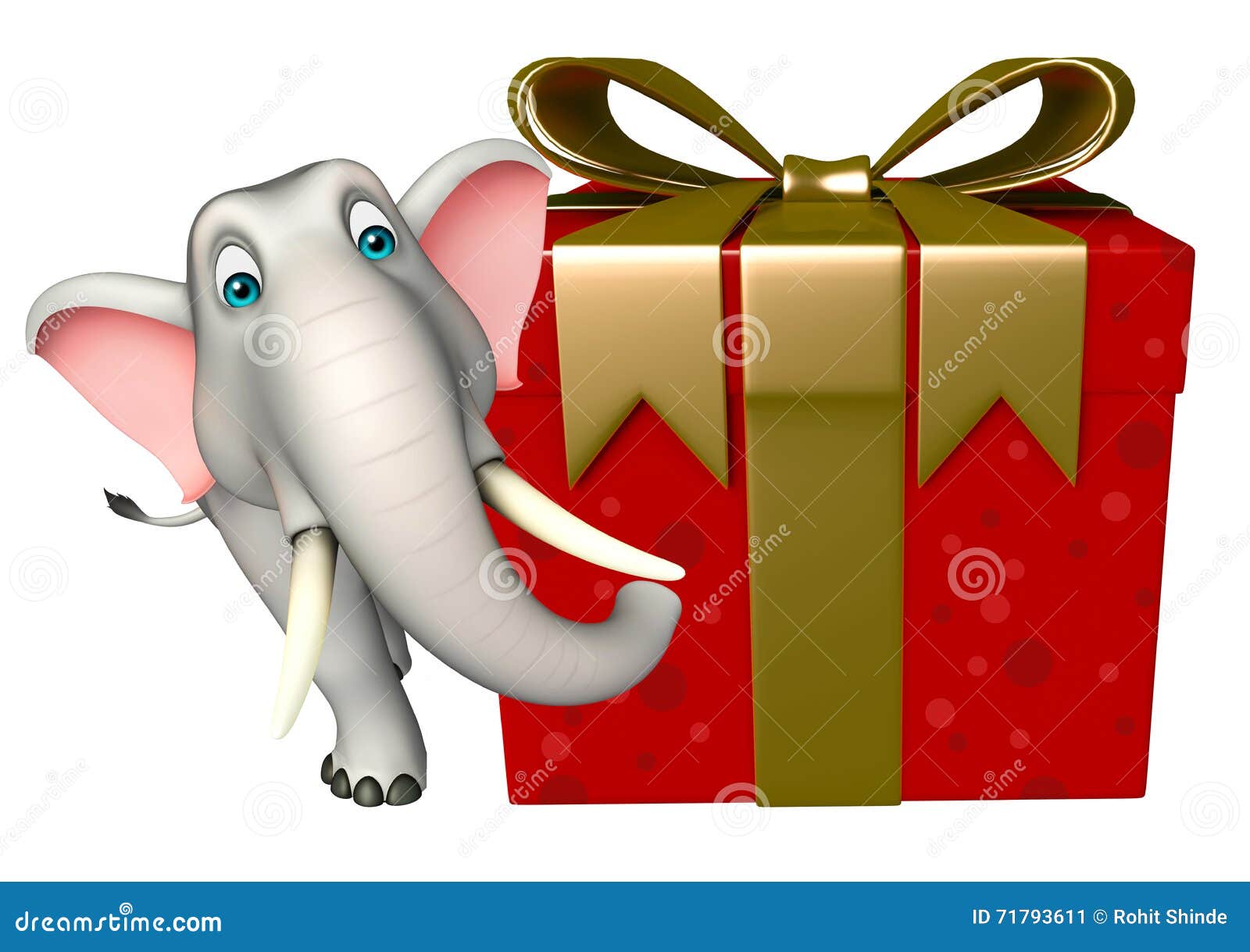 Cute Elephant Cartoon Character with Gift Box Stock Illustration ...