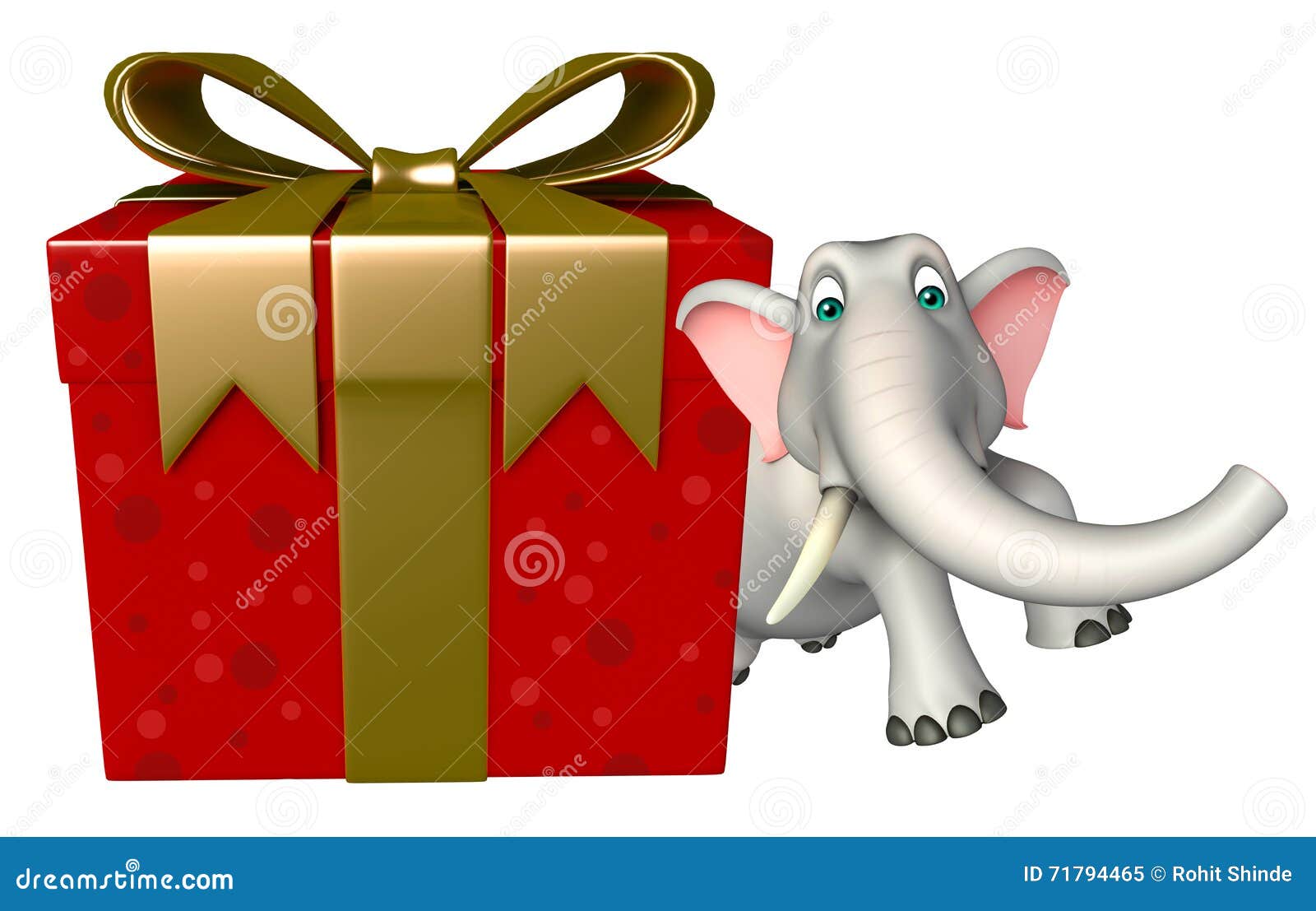 Cute Elephant Cartoon Character with Gift Box Stock Illustration ...