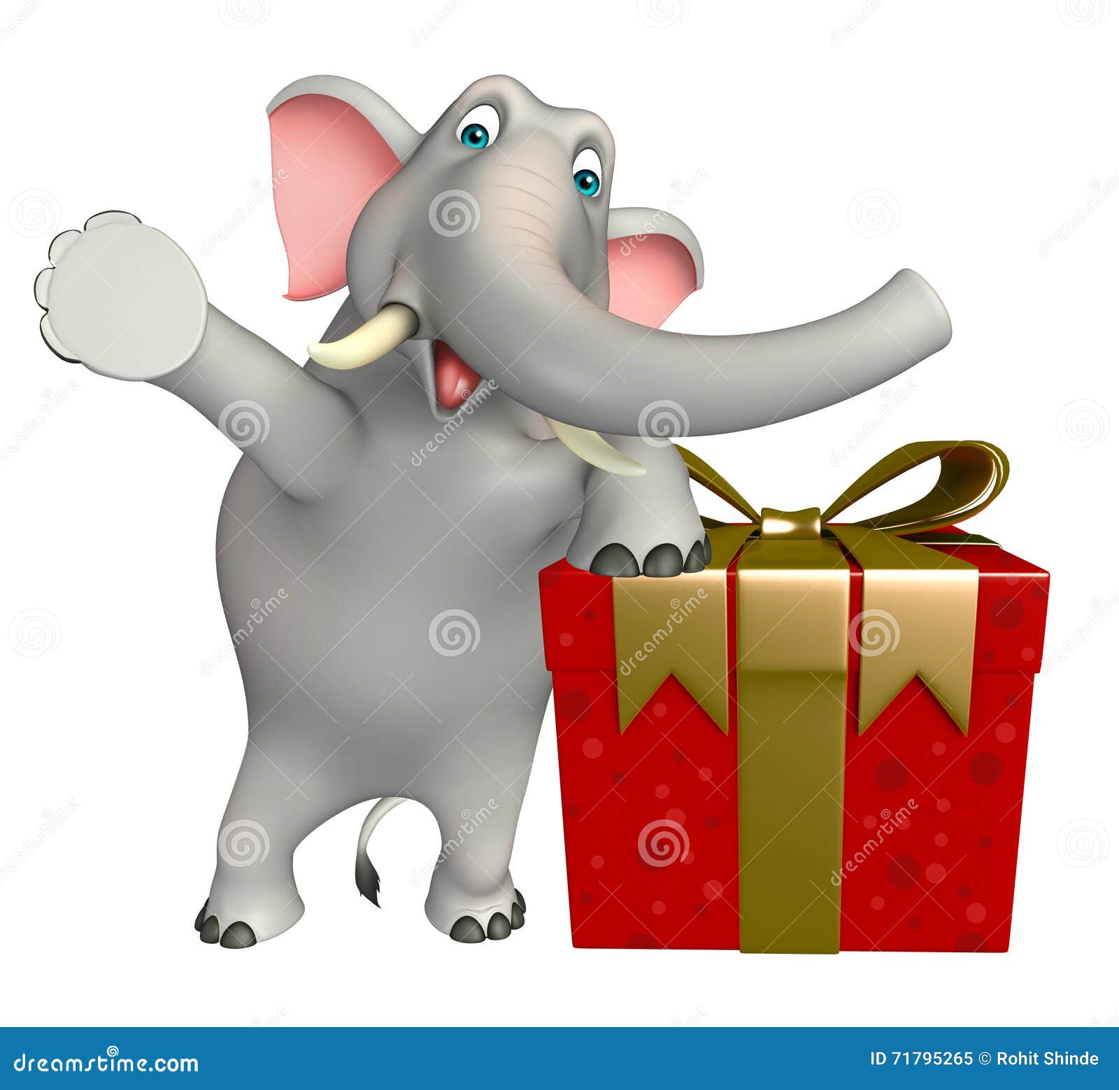 Cute Elephant Cartoon Character with Gift Box Stock Illustration ...