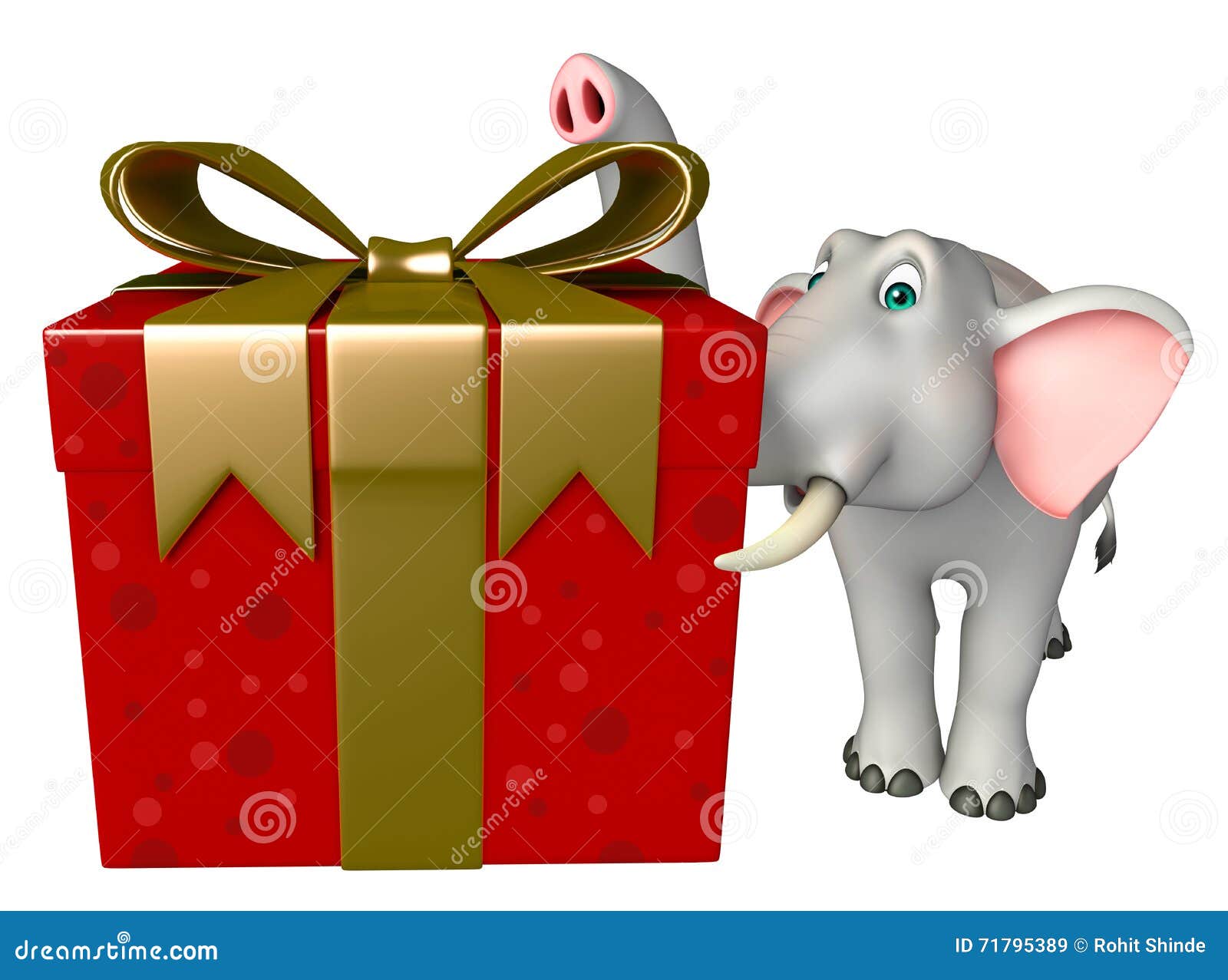 Cute Elephant Cartoon Character with Gift Box Stock Illustration ...