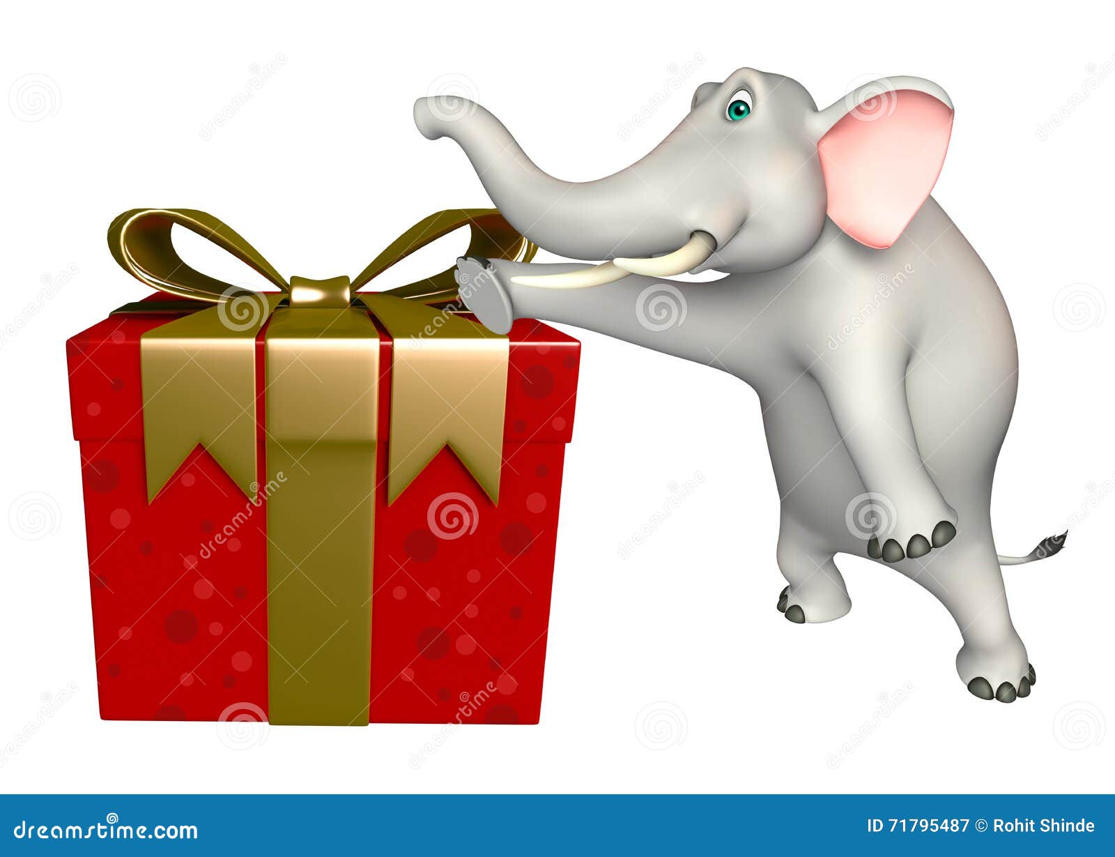 Cute Elephant Cartoon Character with Gift Box Stock Illustration ...