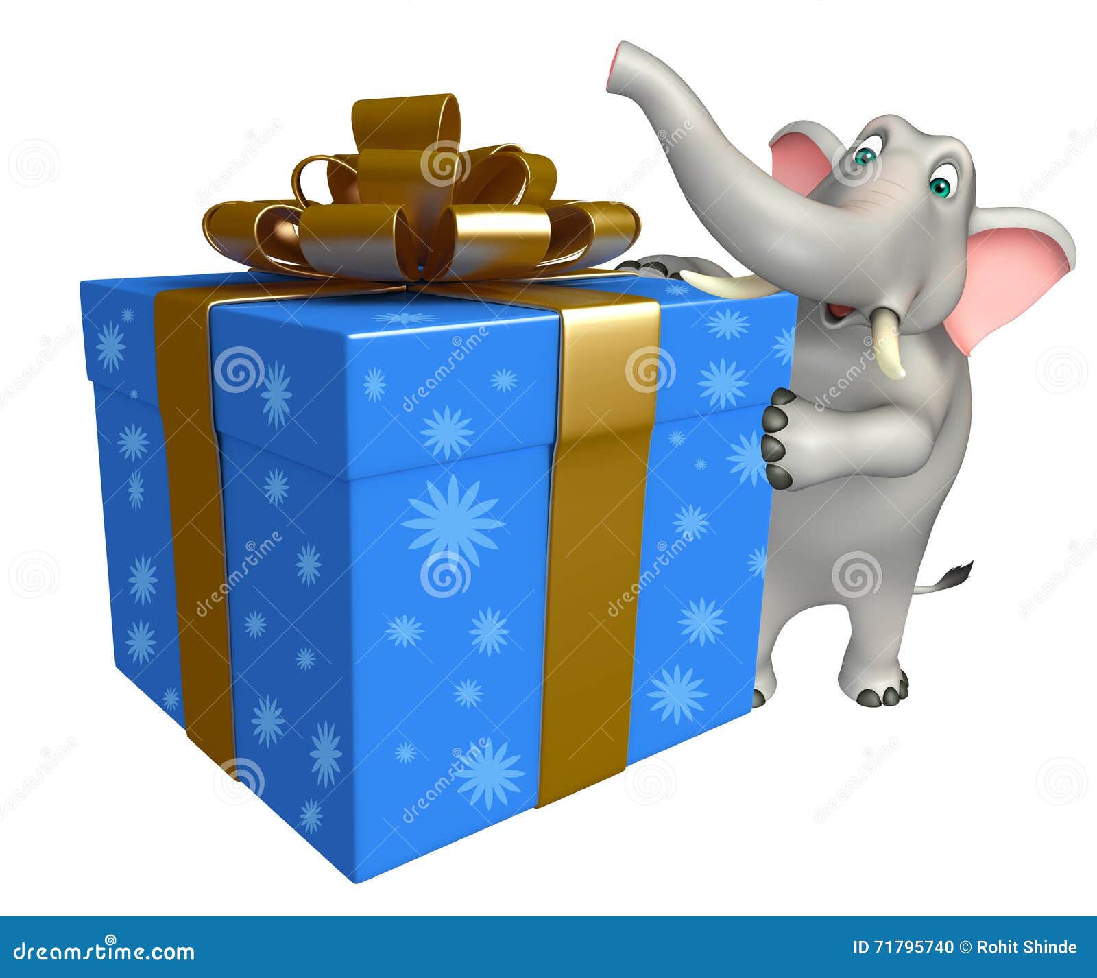 Cute Elephant Cartoon Character with Gift Box Stock Illustration ...